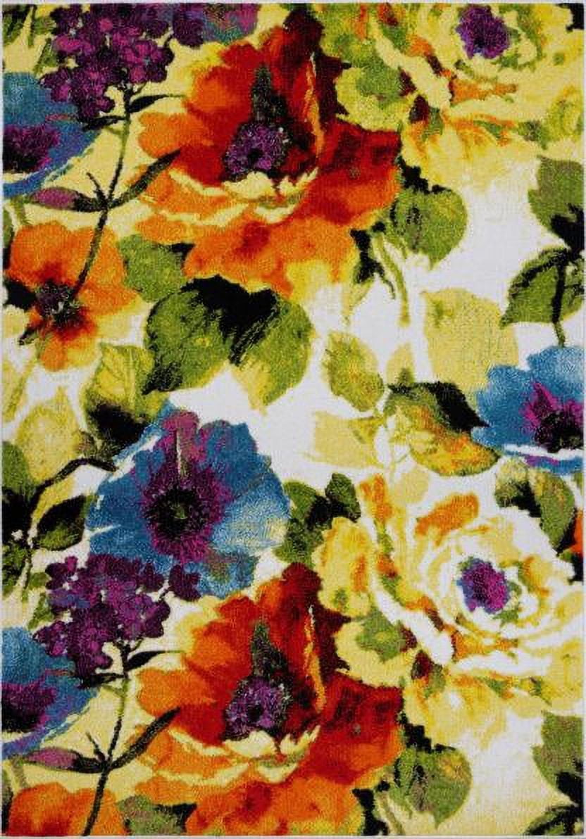 Ladole Rugs Contemporary Painting Flowers Style Made by Machine Area ...