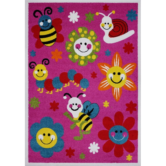 Ladole Rugs Cute Bees and Flowers Smiley Faces Kids Area Rug Carpet in ...