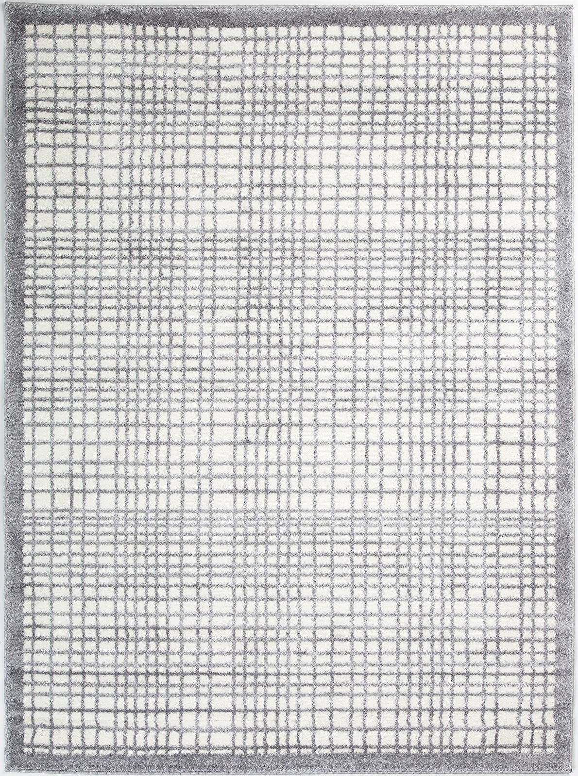 Ladole Rugs Grey Geometric Squares Turkish Machine Made Indoor Durable ...