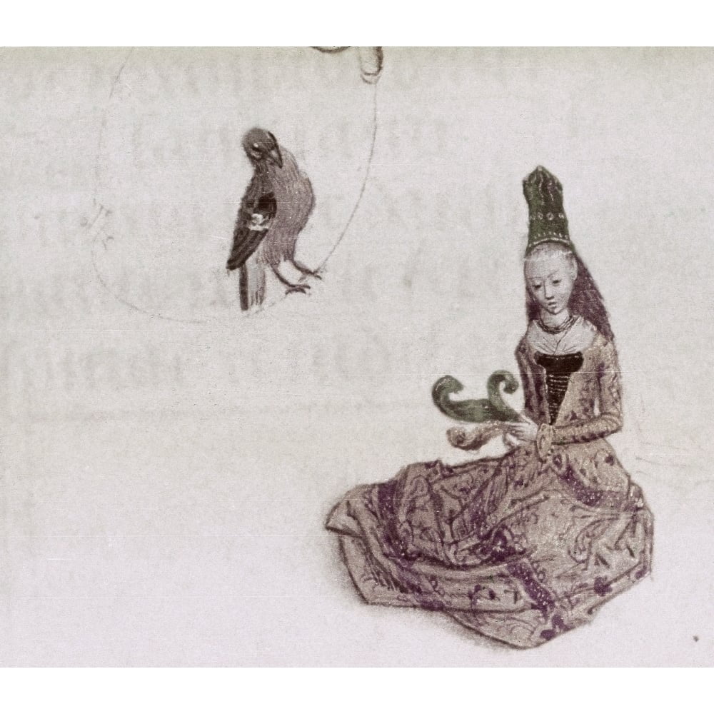 Lady 15Th Century. Na Seated Lady Holding A Crest Of Ostrich Feathers ...