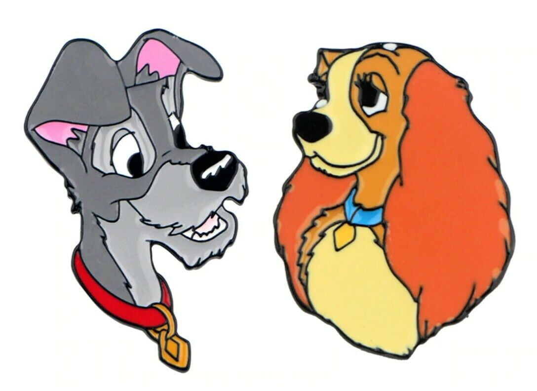 Lady And The Tramp Cartoon Characters 1.2 Inches Tall Enamel Metal Pin ...