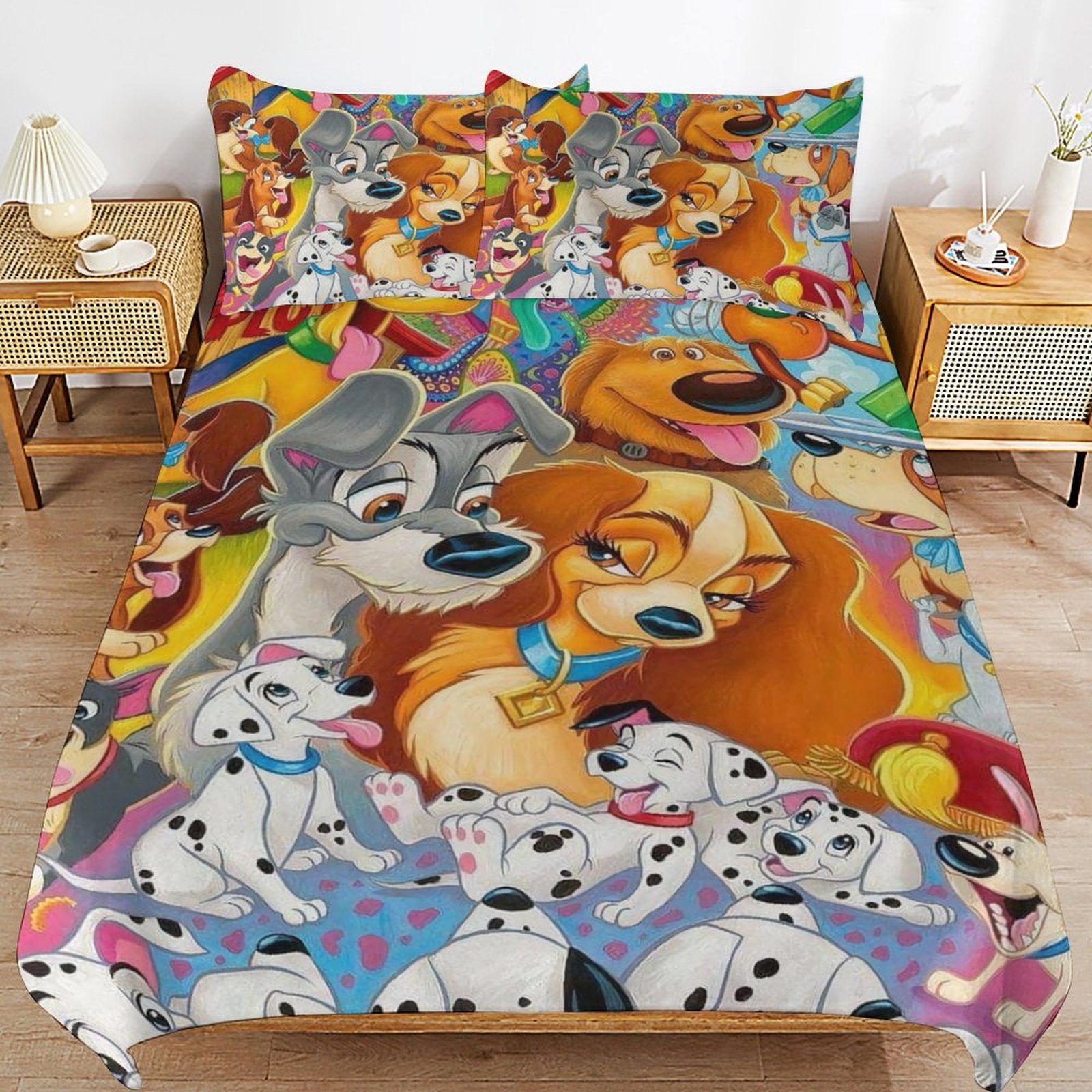 Lady And The Tramp Duvet Cover 3 Pcs Set Cute Kids Comforter Cover with ...