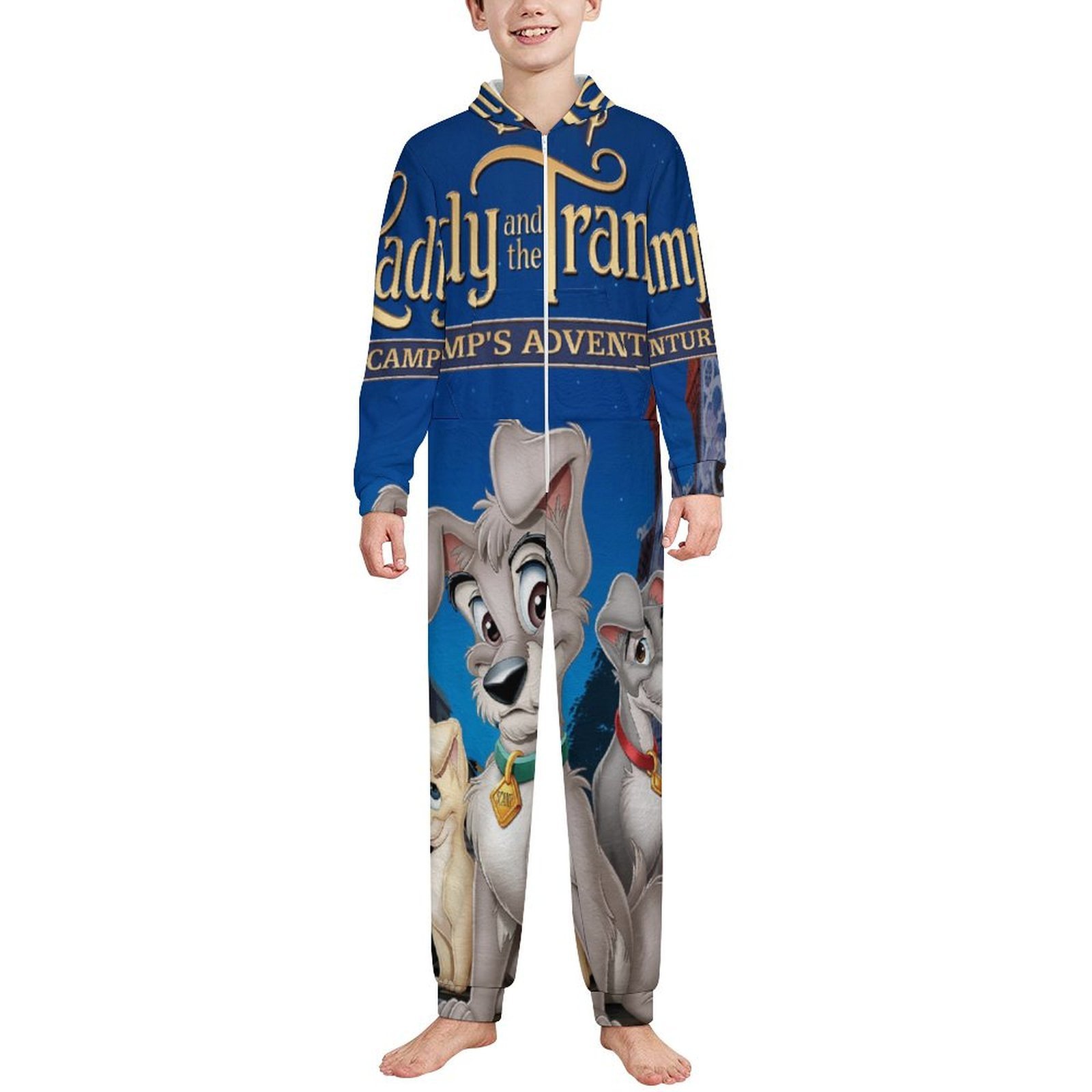 Lady And The Tramp One Piece Pajama Hooded Union Suit PJs Sleepwear ...