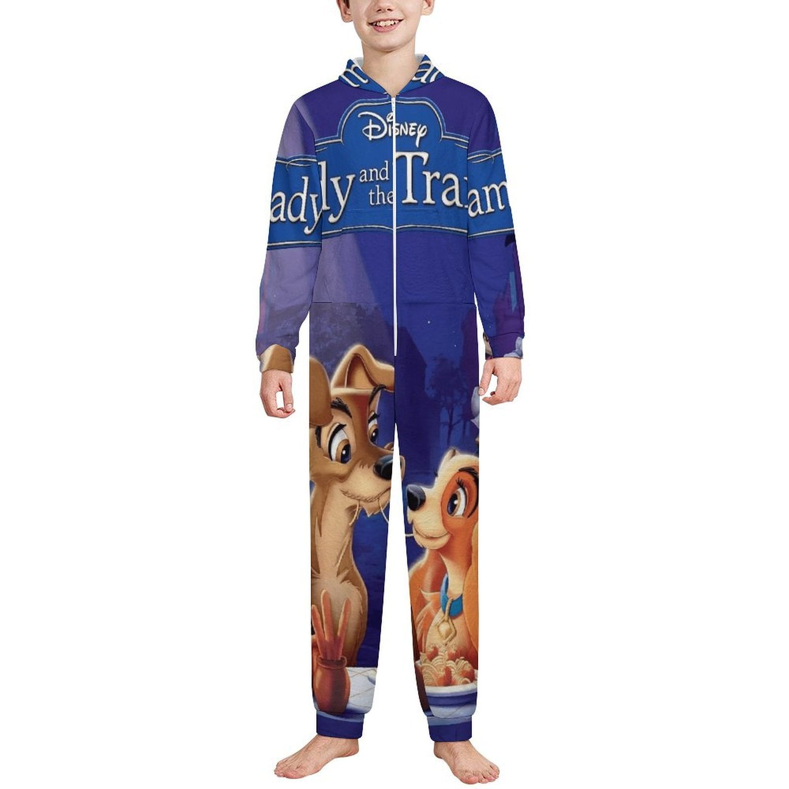 Lady And The Tramp One Piece Pajama Hooded Union Suit PJs Sleepwear ...