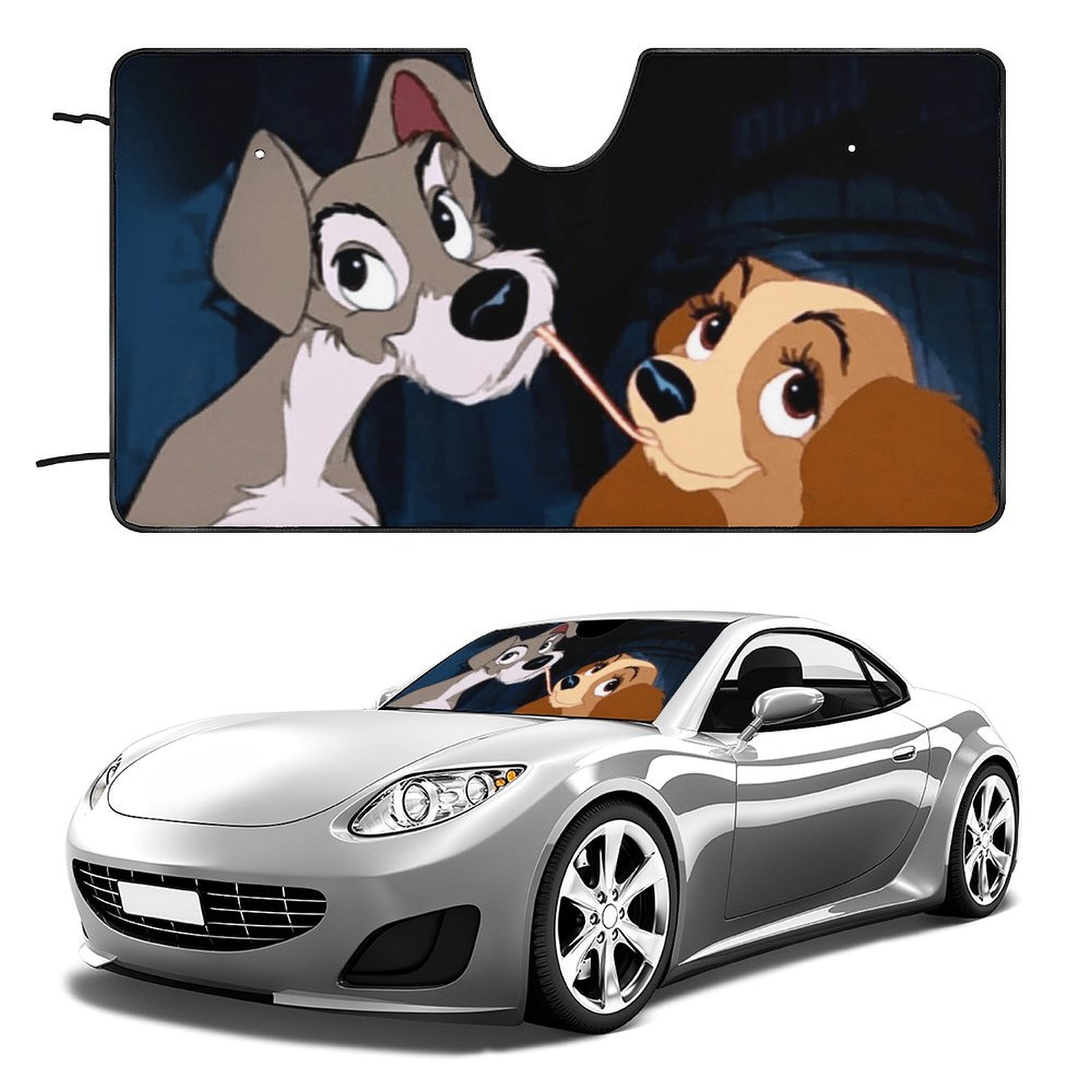 Lady And The Tramp Windshield Sun Shade, Front Foldable Windshield ...