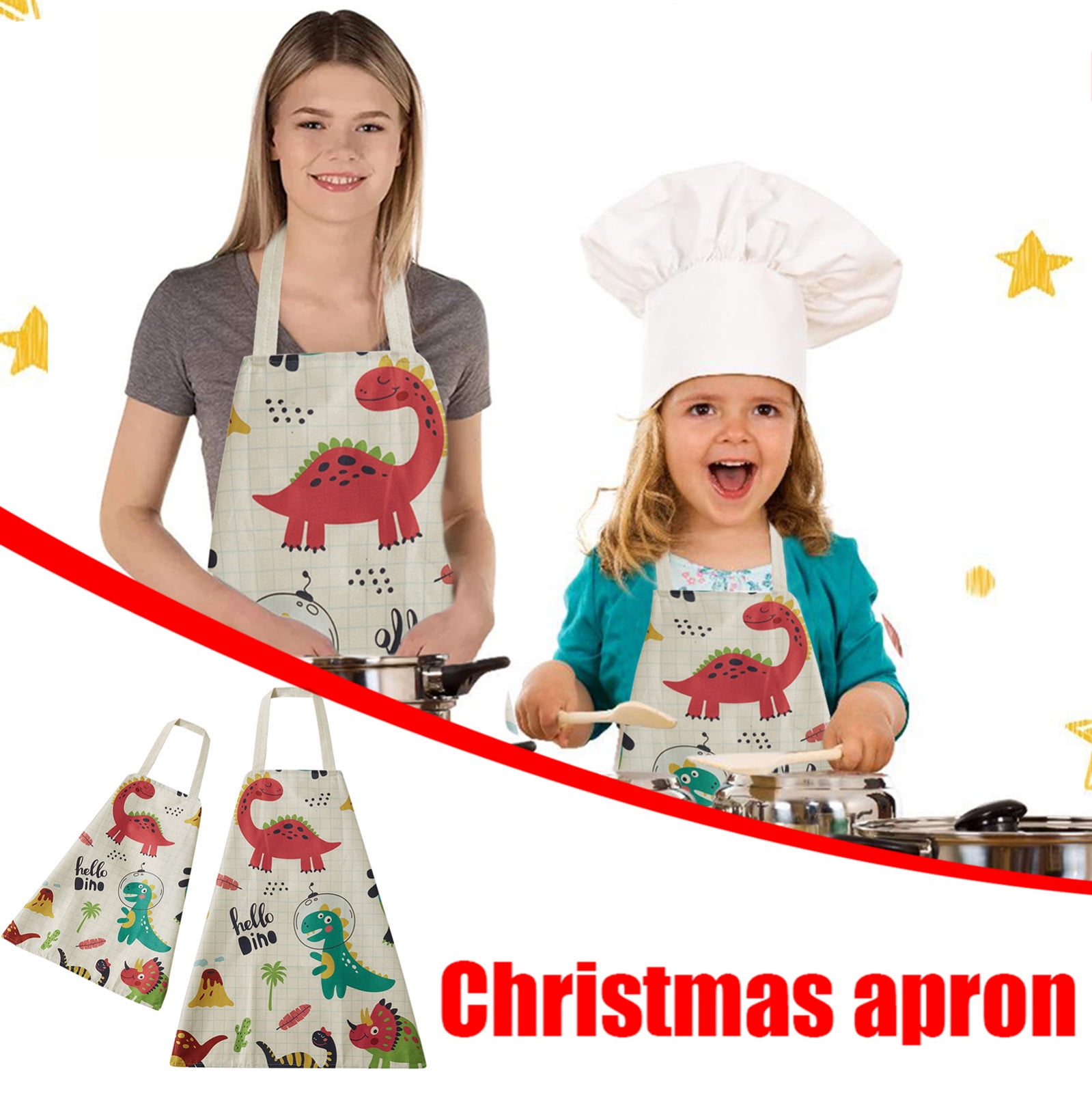 Lady Apron Parent Children The Family Kitchen Christmas Print Linen ...