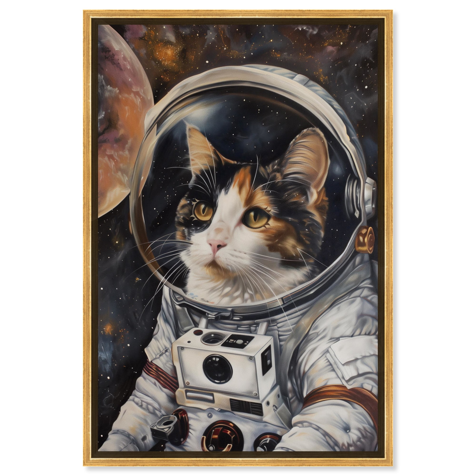 Lady Astronaut Cat Canvas Quirky Cat Art Prints By Notoriart, Gold ...