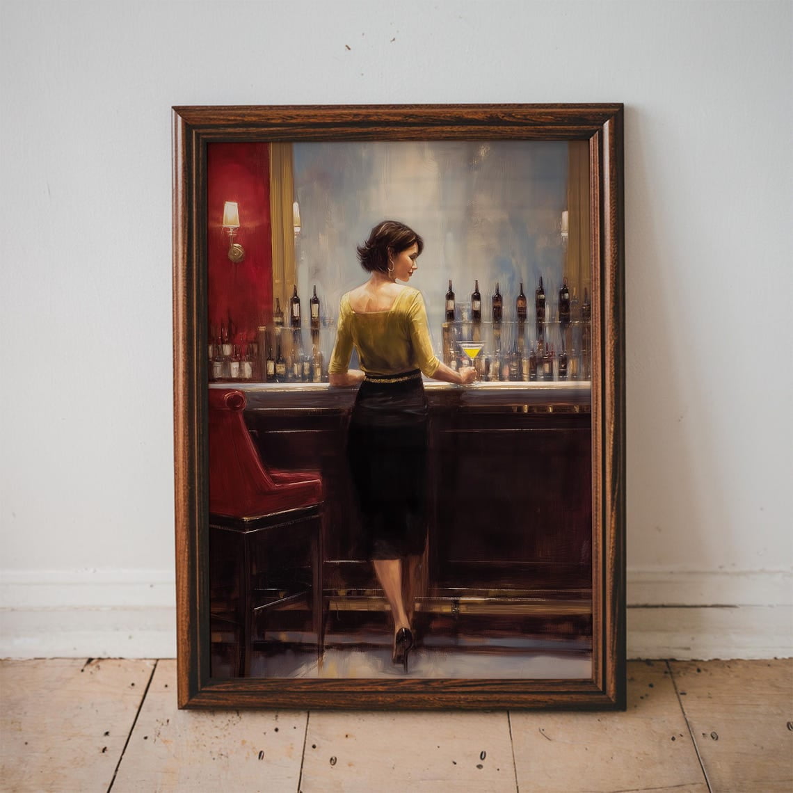 Lady At The Bar Poster, Bar Cart Decor, Cocktail Poster, Luxury Home ...