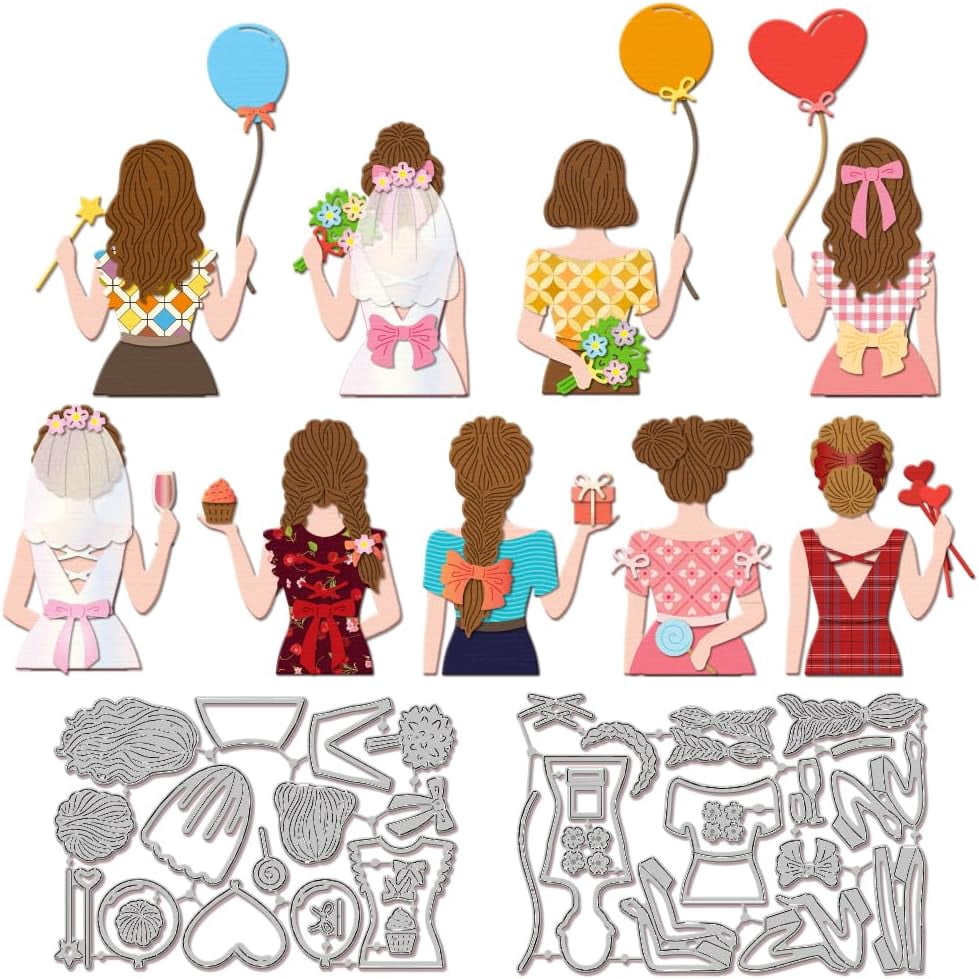 Lady Back Cutting Dies for DIY Scrapbooking Metal Women Clothes Cut ...