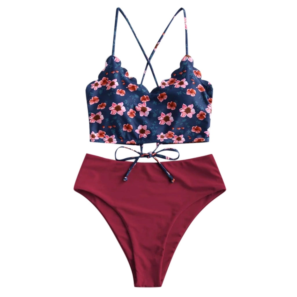 Lady Beach Outfits Vacation Swinsuit Vintage Plus Size Tankinis Female