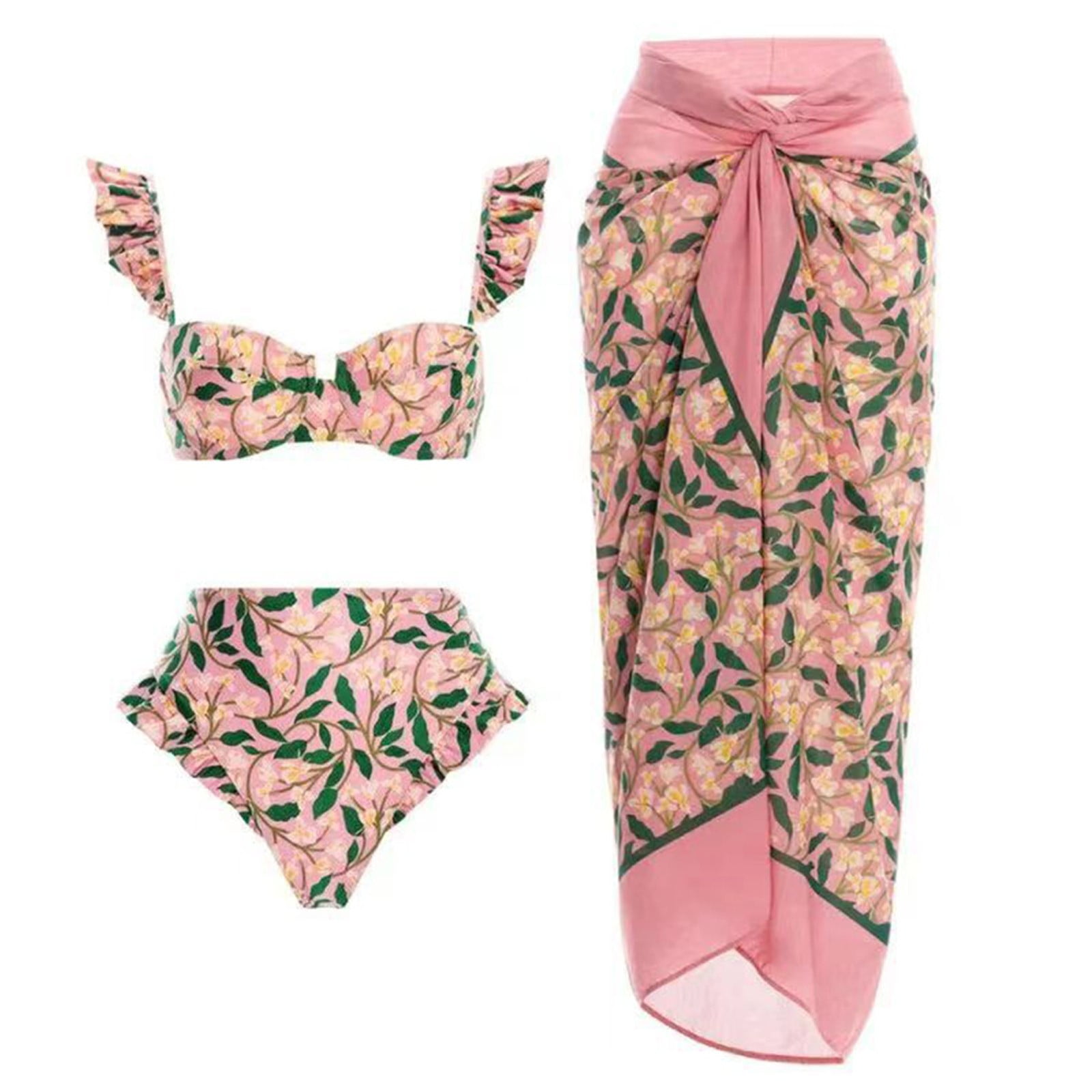 Lady Beach Outfits Vacation Tankini Print Korean Fashion Bkinis Women