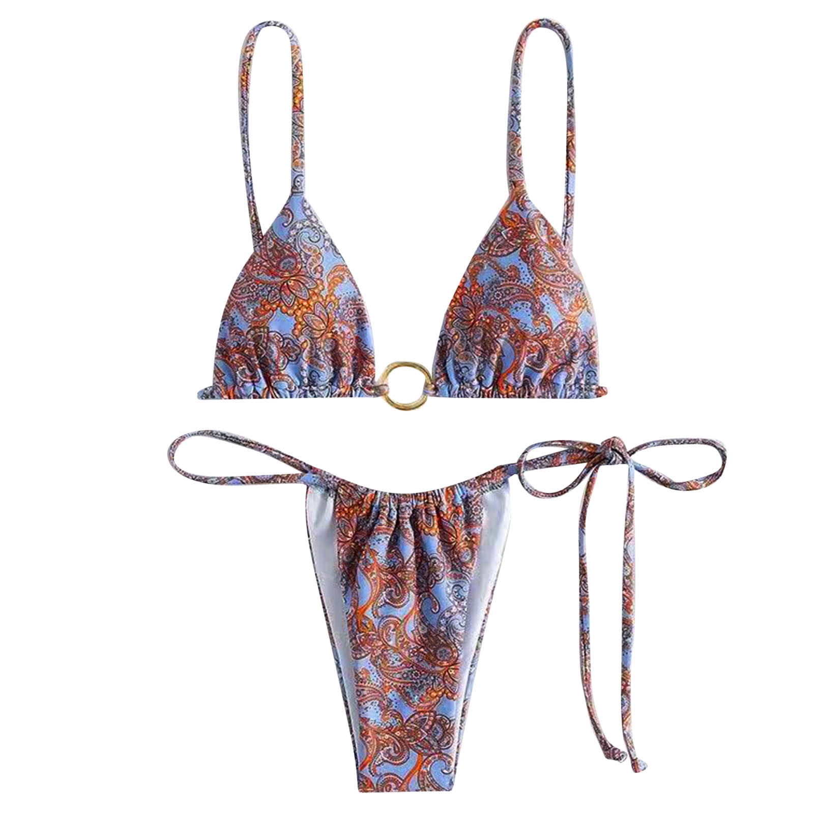 Lady Beachwear Print Striped Swimwear Vintage Swiming Tankini Female