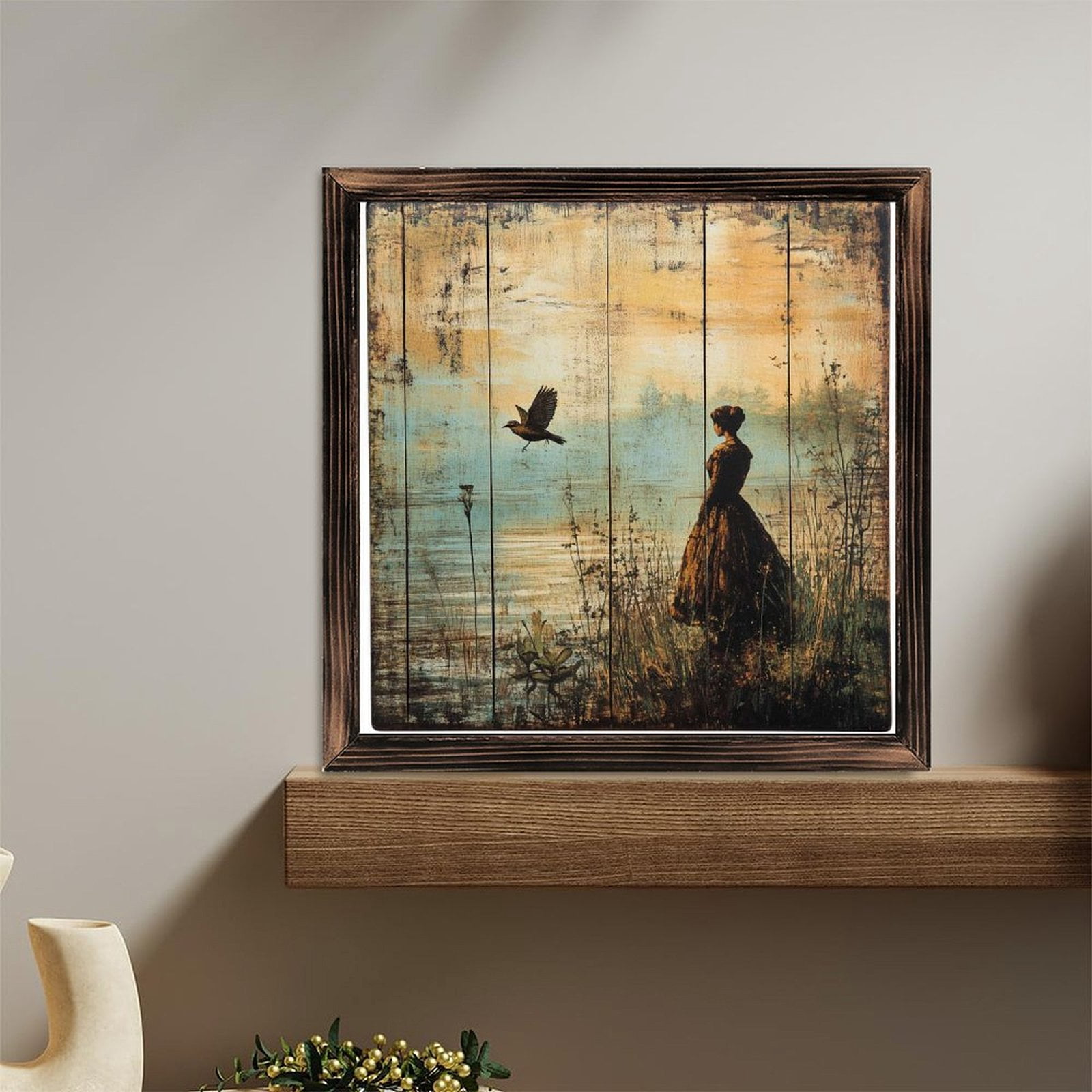 Lady Bird Lake Vintage Art Wooden Sign Wall Plaque - Vintage Art ...