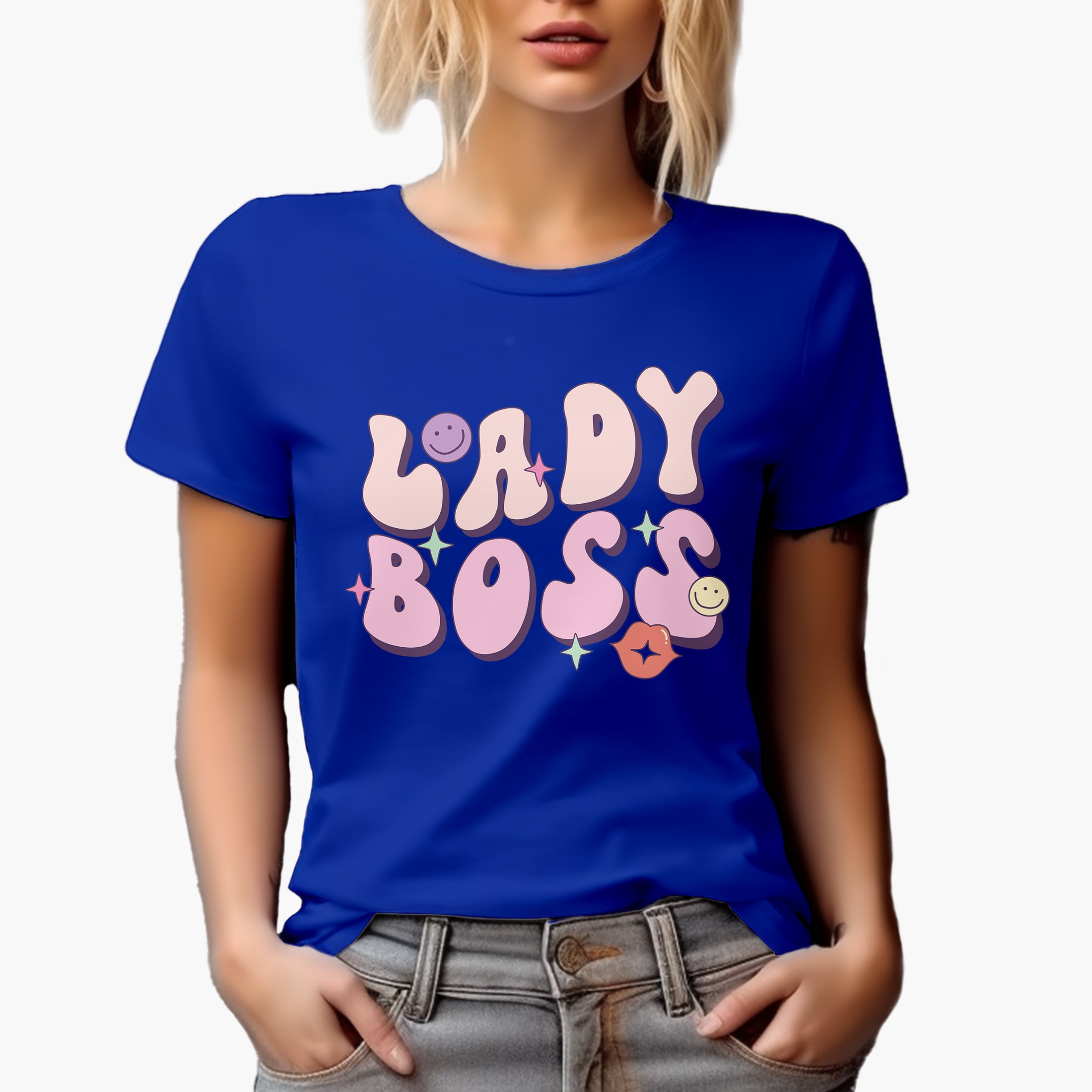 Lady Boss, Retro Groovy Wavy Text Art, Bosses Day Merch Gift, Royal ...