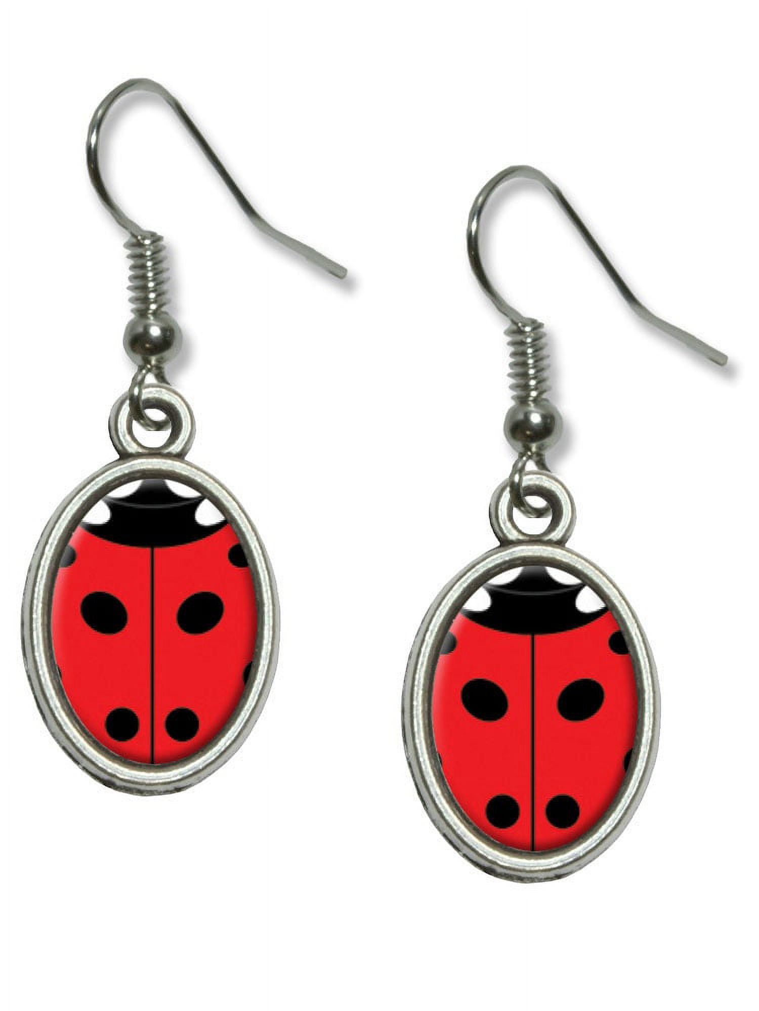 Lady Bug - Insect Ladybug Dangling Drop Oval Earrings - Walmart.com