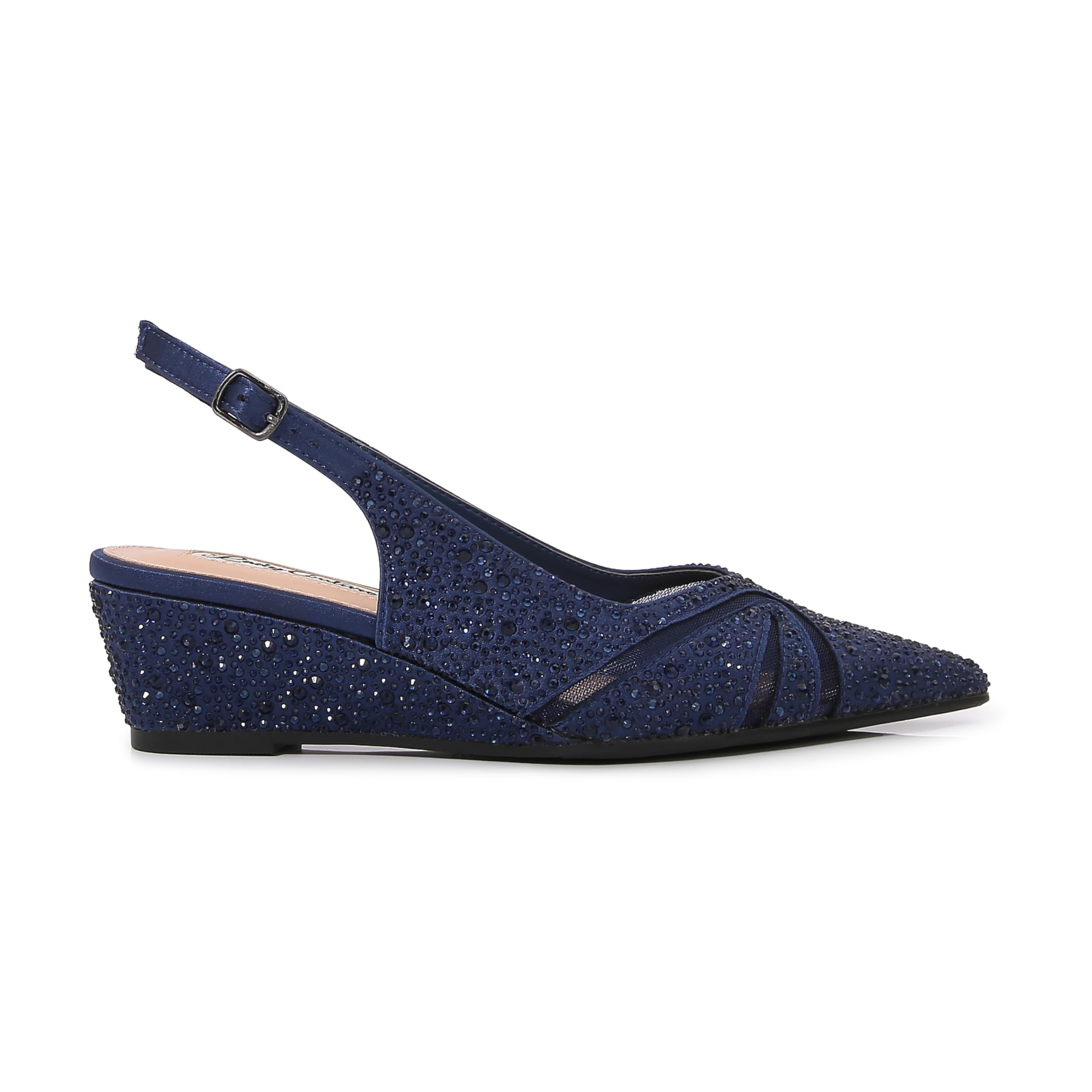 Lady Couture DANIELA Rhinestone Wedge Slingback, Navy, 5 - Walmart.com
