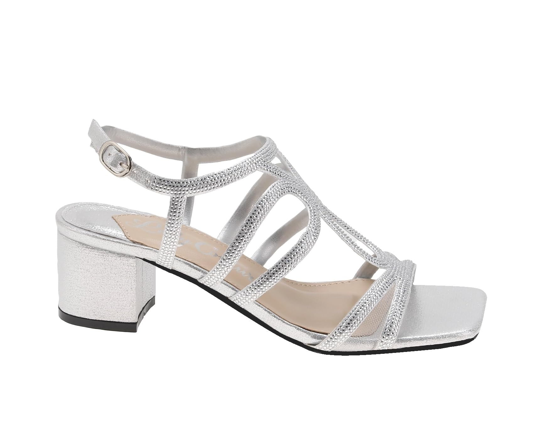 Lady Couture Devine Rhinestone Block Heel Dressy Sandal, Silver, 11 ...