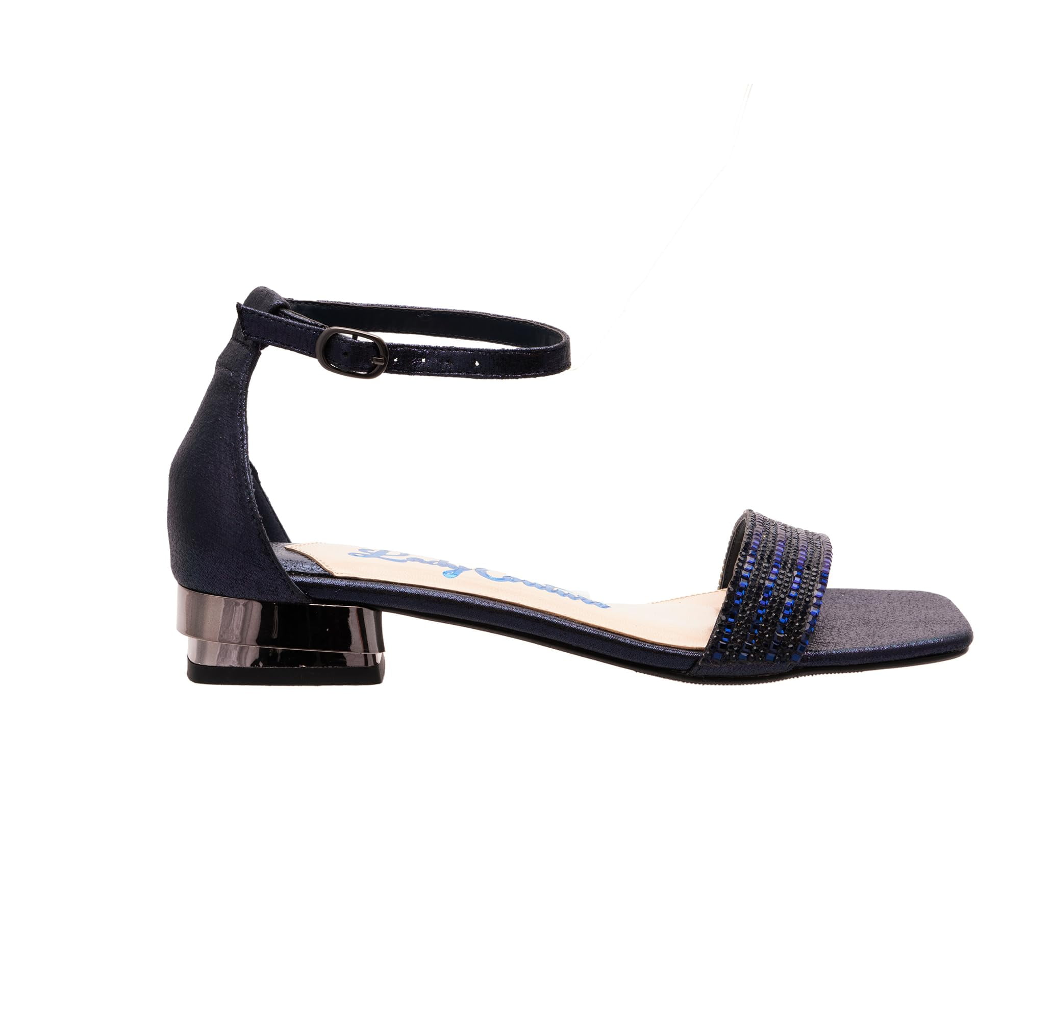 Lady Couture Doris Metallic Heel Flat Sandal, Navy, 11 - Walmart.com