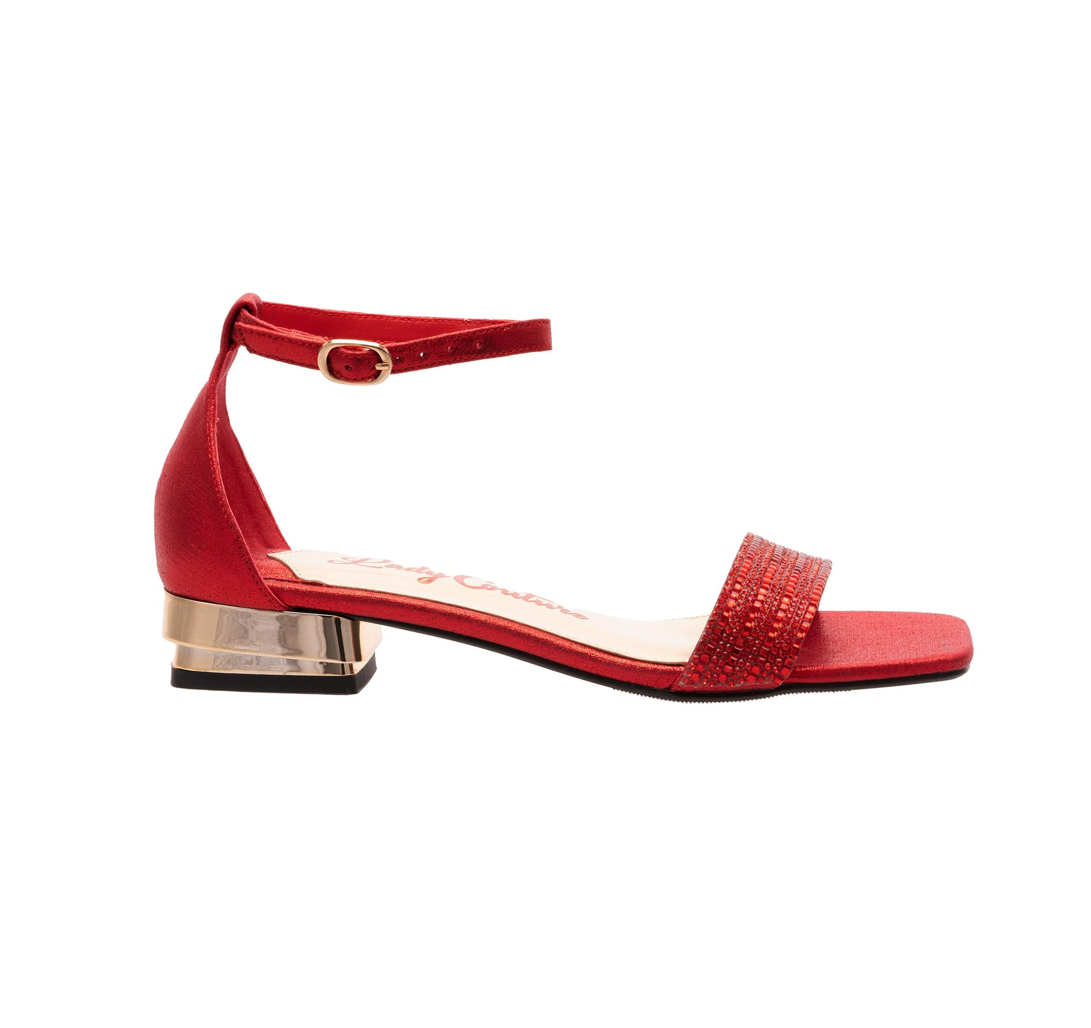 Lady Couture Doris Metallic Heel Flat Sandal, Red, 11 - Walmart.com