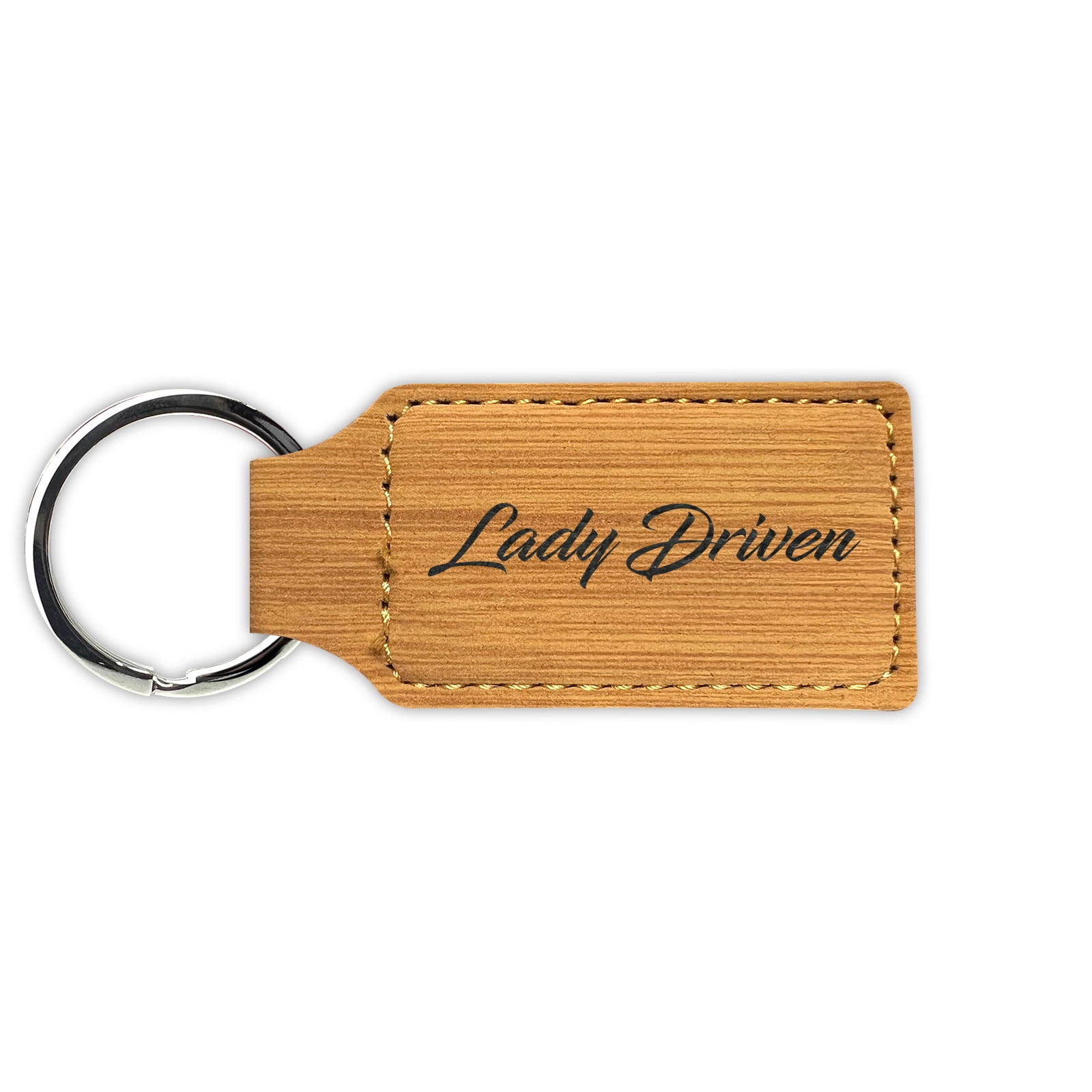Lady Driven Keychain Leatherette Rectangle - Laser Engraved - Many Colors - Key Chain Ring - jdm ...