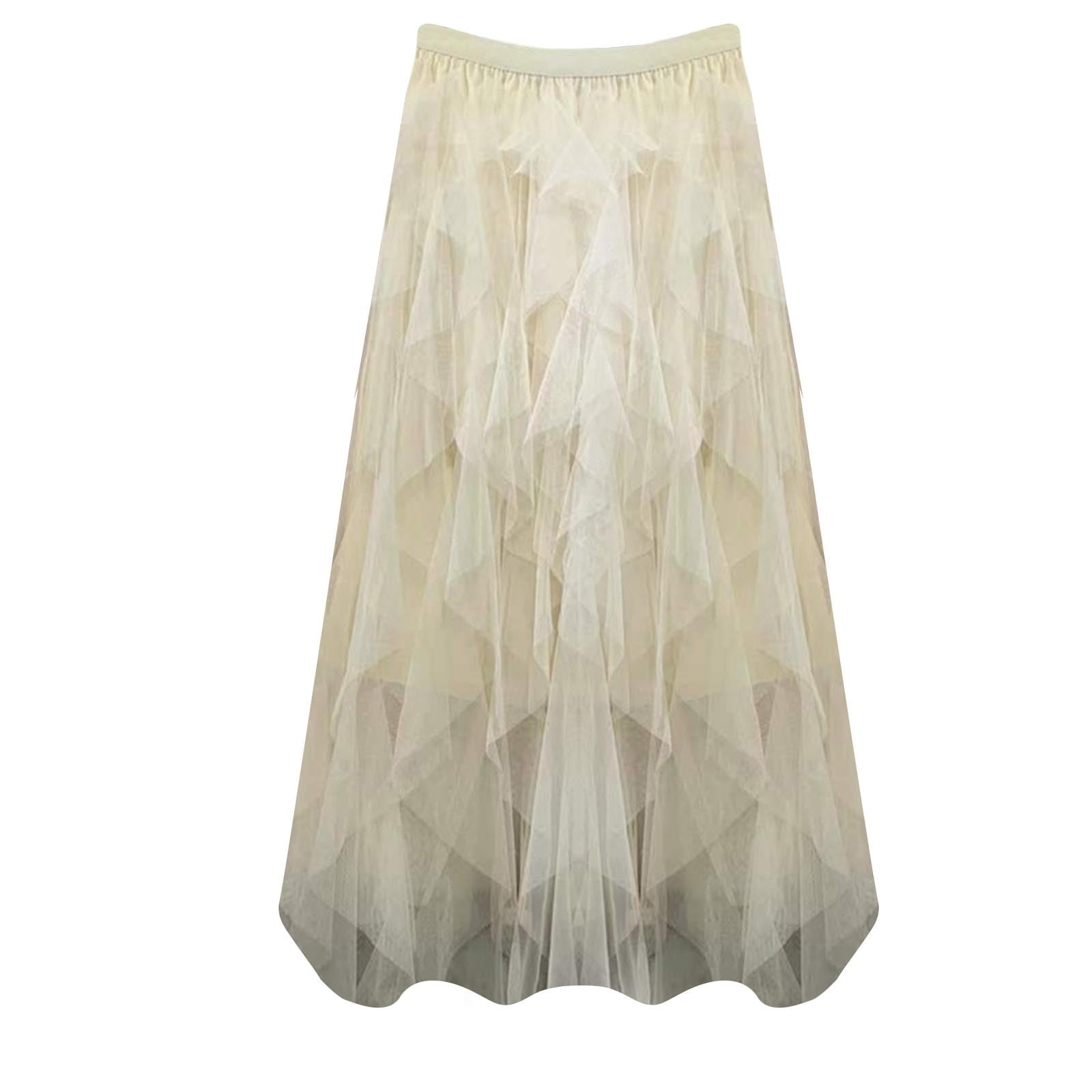 Lady Fairy Layered Ruffle Skirt Elegant Pleated Tulle Skirt Trendy Midi ...