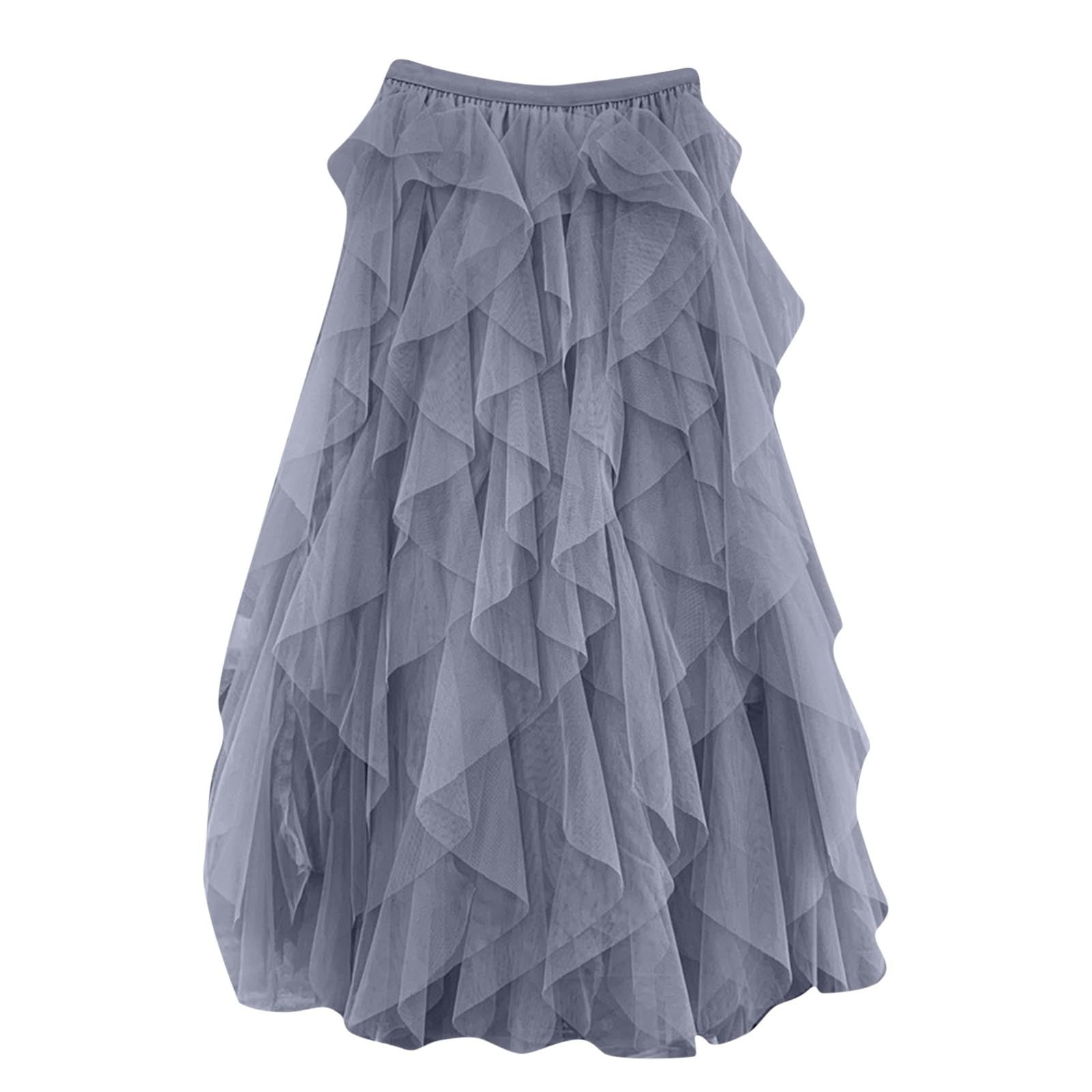 Lady Fairy Layered Ruffle Skirt Elegant Pleated Tulle Skirt Trendy Midi ...