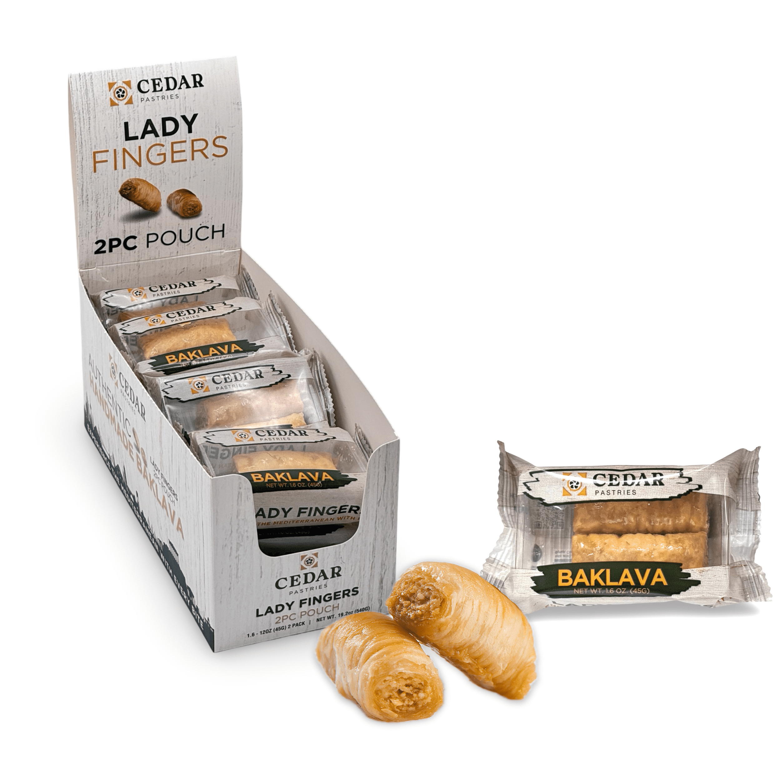 Cedar Pastries Lady Fingers Cashew Baklava, 12 Count, 12oz - Walmart.com