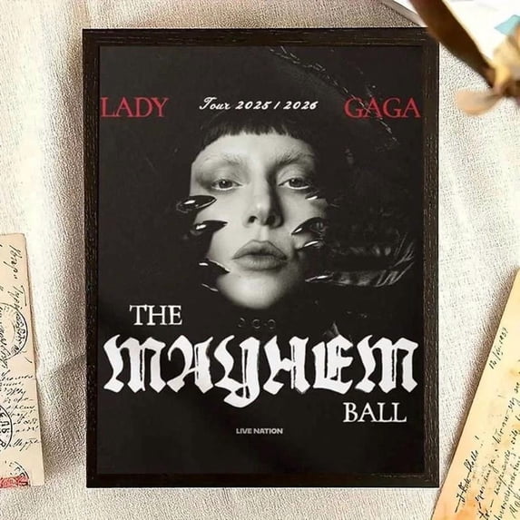 Lady Gaga The Mayhem Ball Tour 2025 2026 Poster Music Wall Art Portrait ...