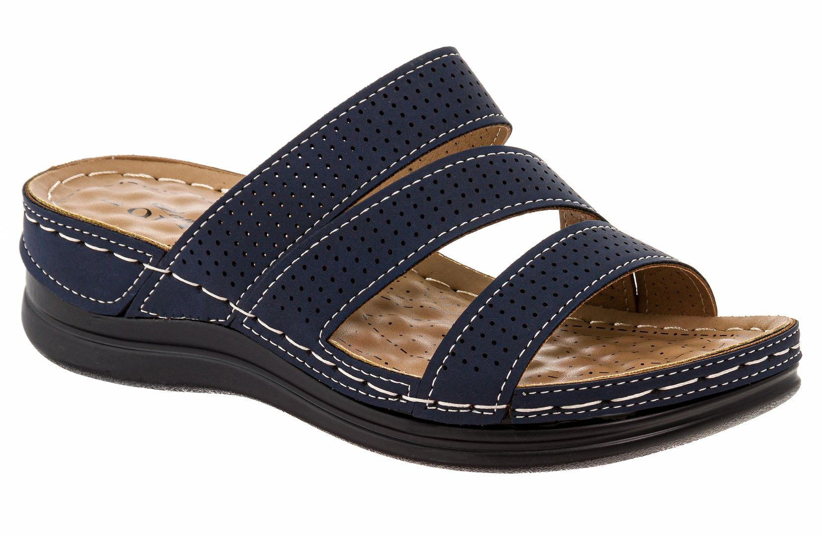Lady Godiva Comfort Wide Width Slide Wedge Sandals - Walmart.com