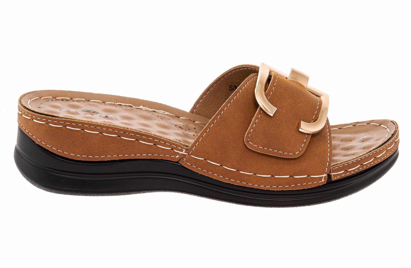 Lady Godiva Comfort Wide Width Slide Wedge Sandals - Walmart.com