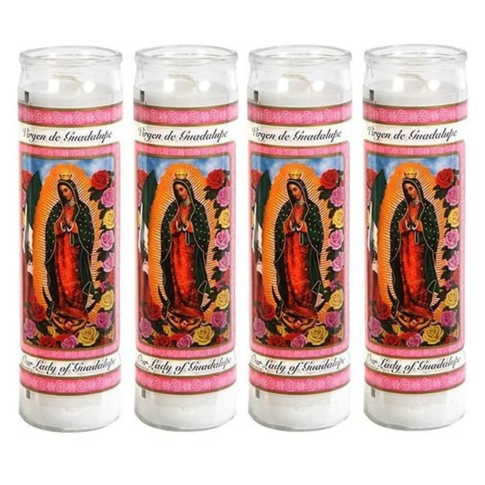 Lady of Guadalupe Candles (4 Pc) Great for Sanctuary Vigils and Prayers ...