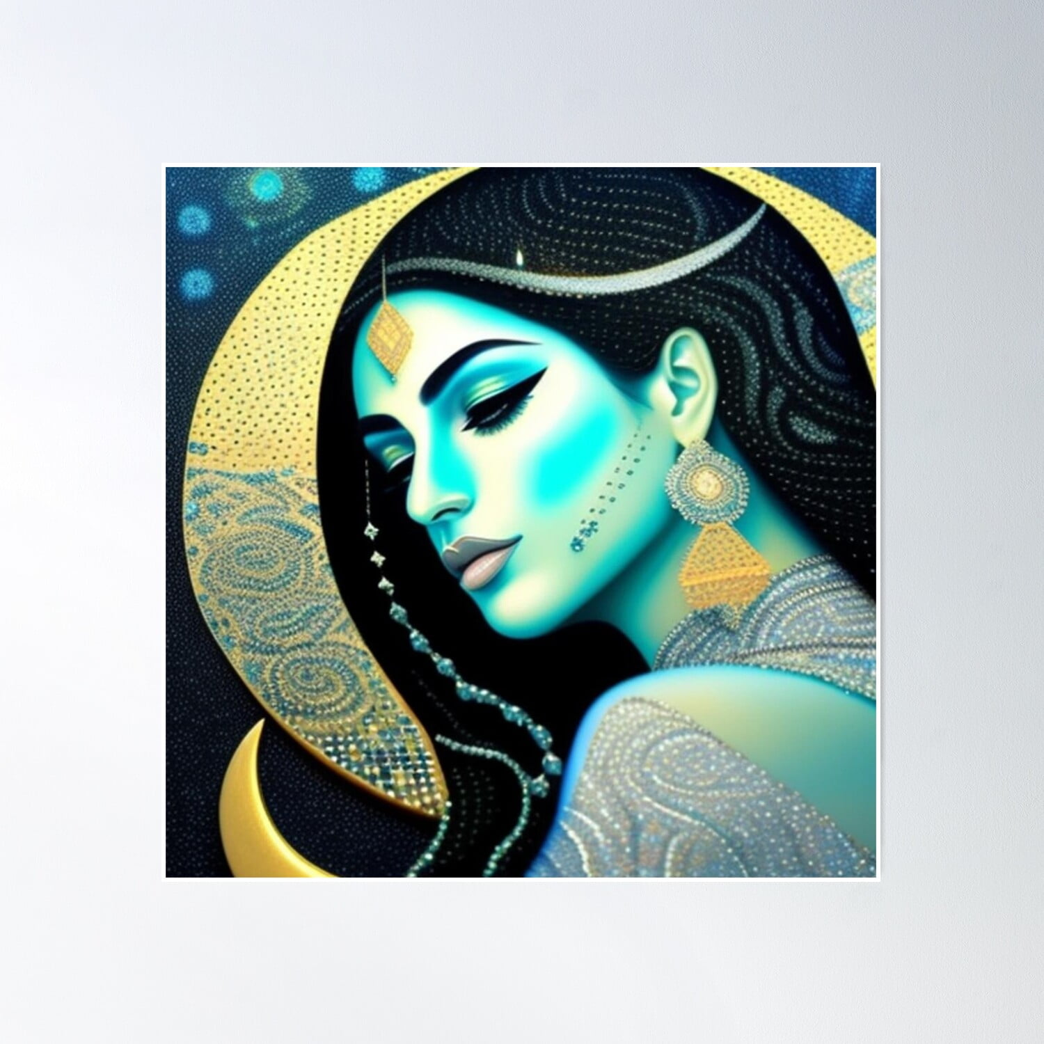 Lady In The Moon Poster Wall Art, Modern Wall Decor, 24x24 UNFRAMED ...