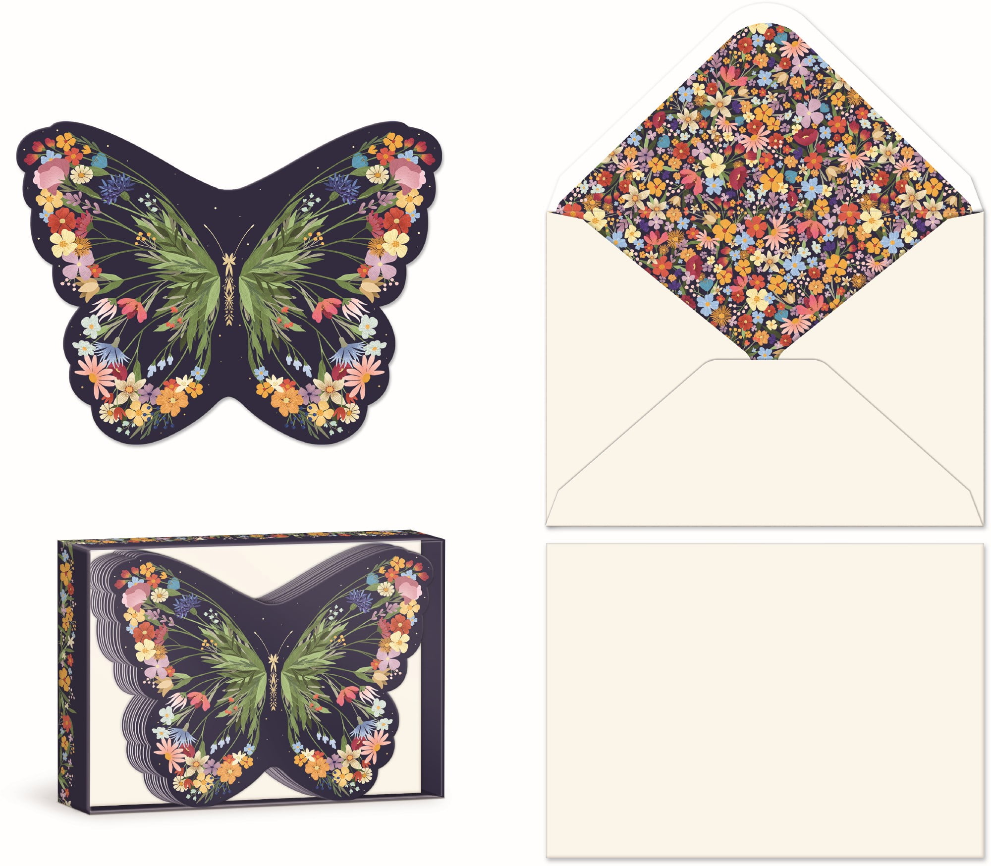 Lady Jayne Butterfly Boxed Die-Cut Flat Note Cards, 7"x5", Set of 20 ...