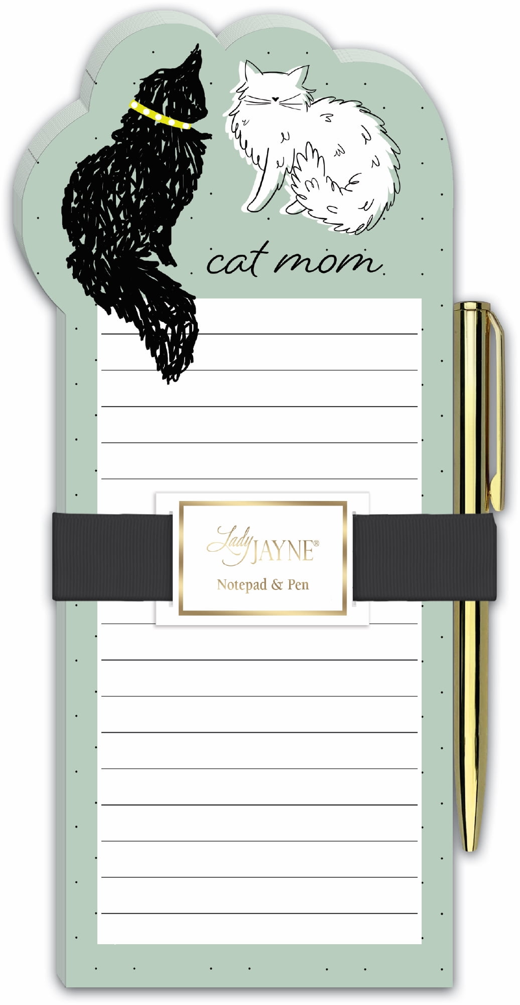 Lady Jayne Cat Mom Diecut Notepad with Pen, 4"x8", 75 sheets - Walmart.com