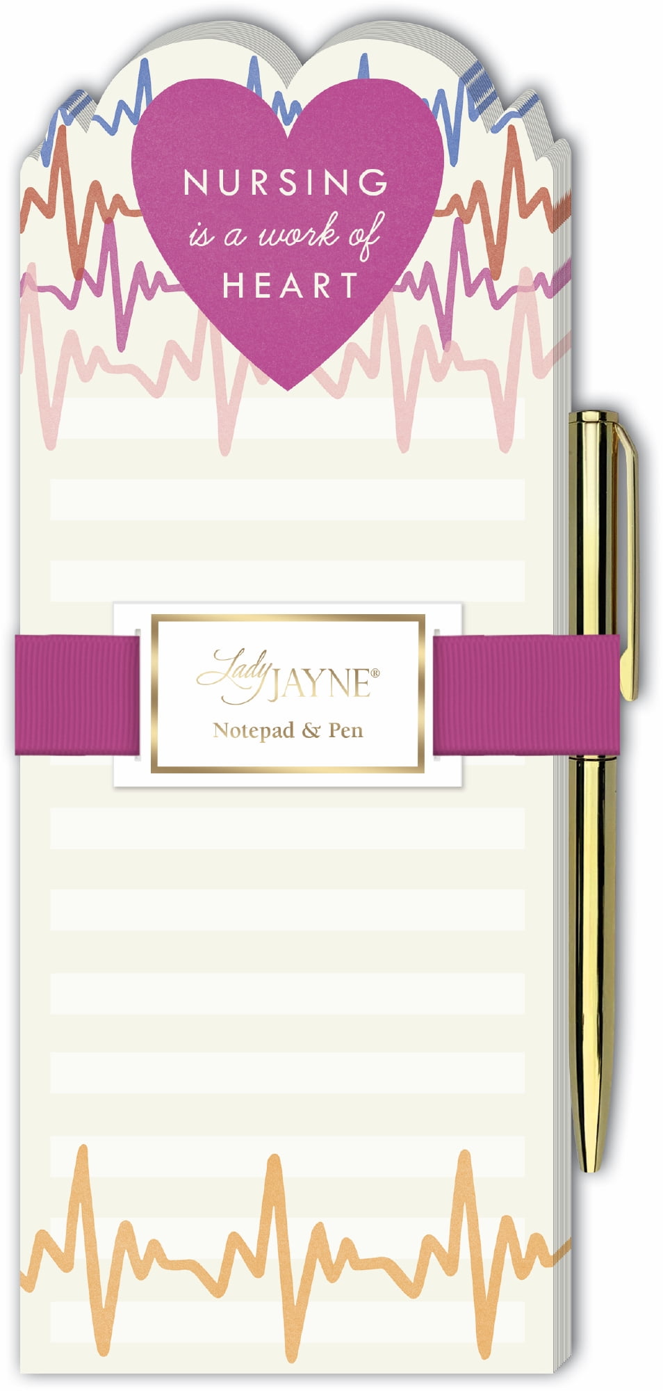 Lady Jayne Nurse Heart Lines Diecut Notepad with Pen, 4"x8", 75 Sheets ...