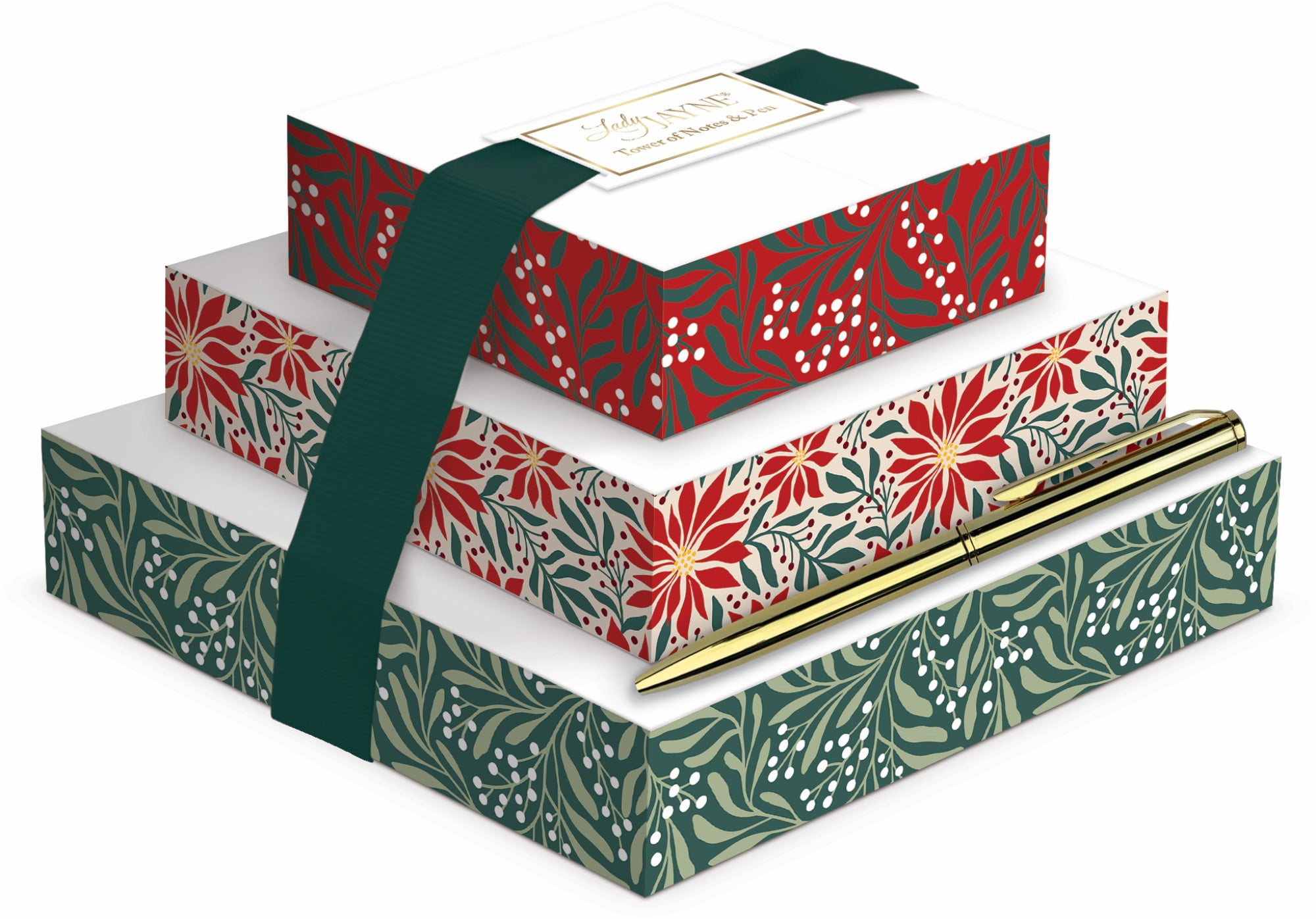 Lady Jayne Winter Market Tower of Notes with Pen, 5"x5"x3", 600 sheets ...