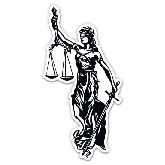 Lady Justice - 8" Vinyl Sticker - For Car Laptop I-Pad - Waterproof ...