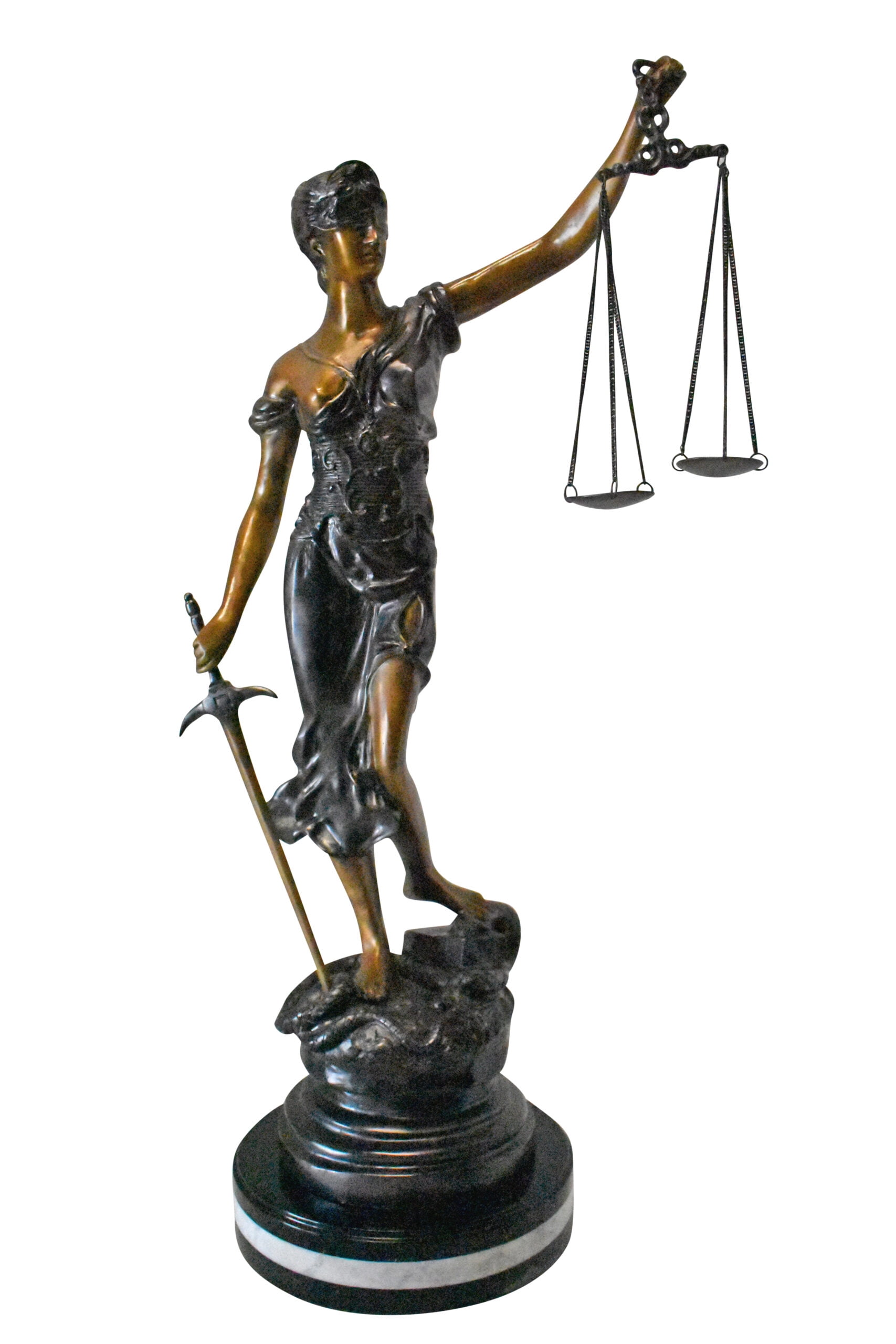 Lady Justice bronze statue mounted on a marble - Size: 14"L x 16"W x 32 ...
