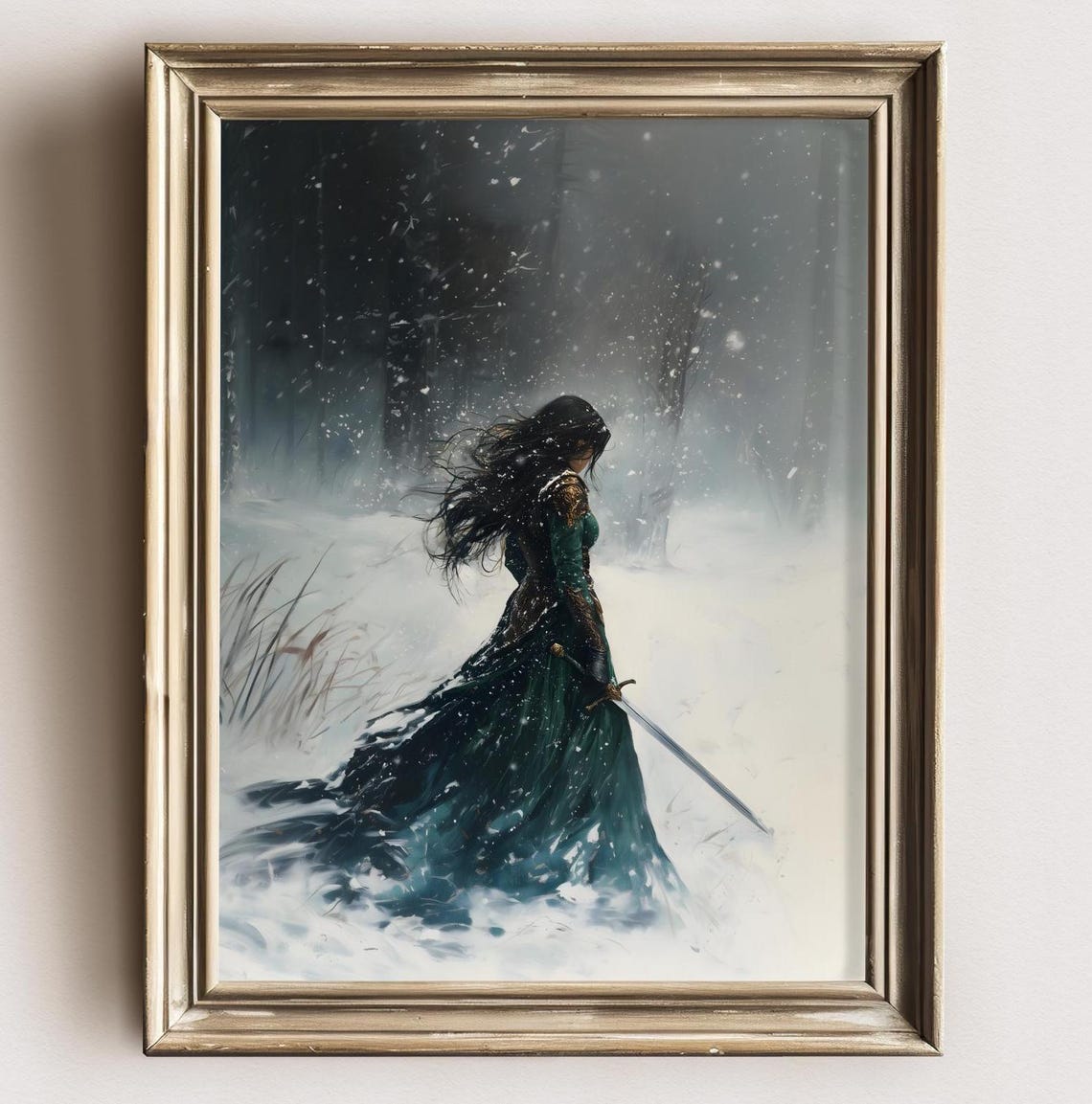 Lady Knight In The Forest Art Print, Dark Academia Wall Decor, Medieval ...