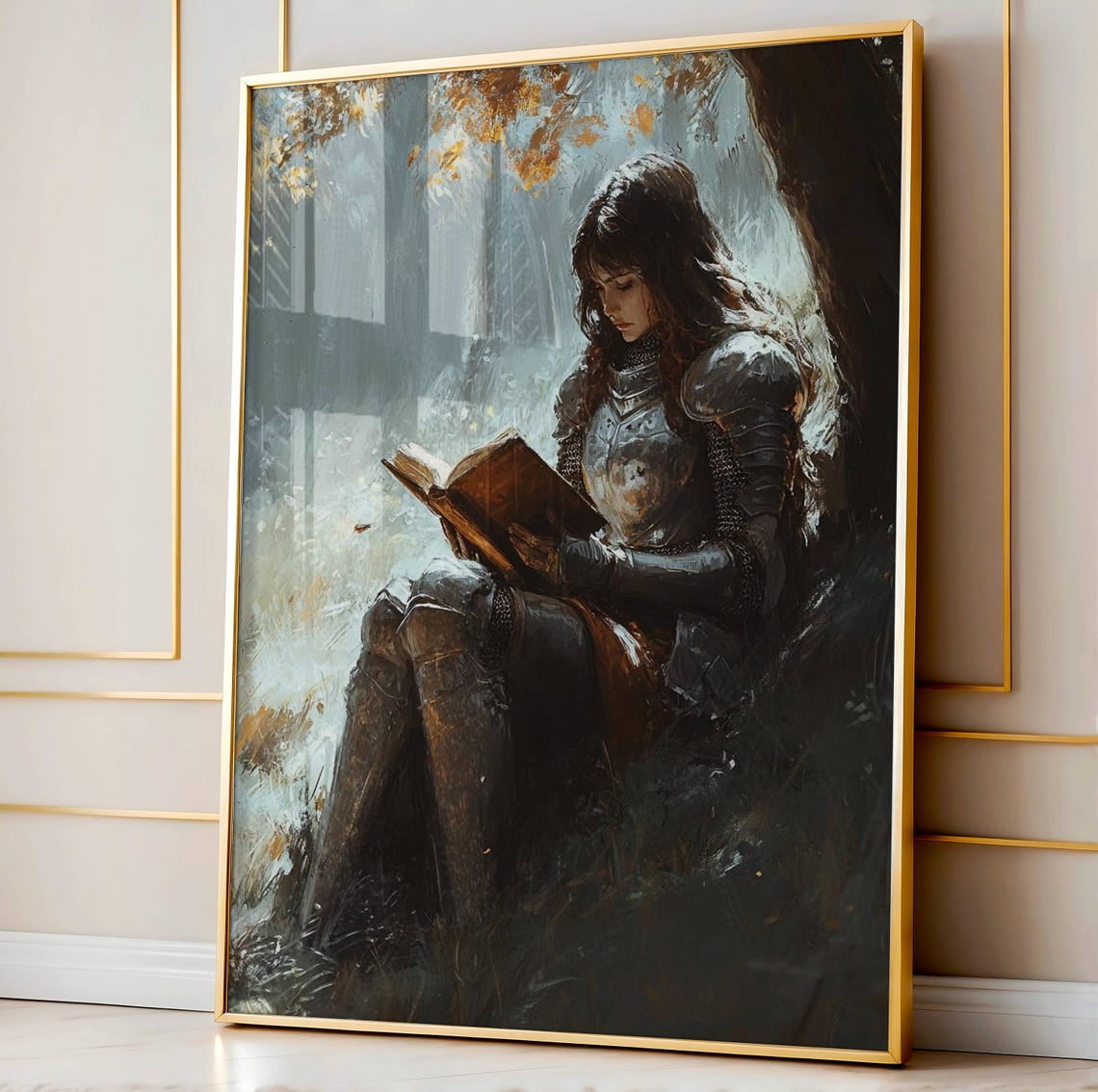 Lady Knight Reading Poster, Dark Academia Wall Art, Fantasy Bookish ...