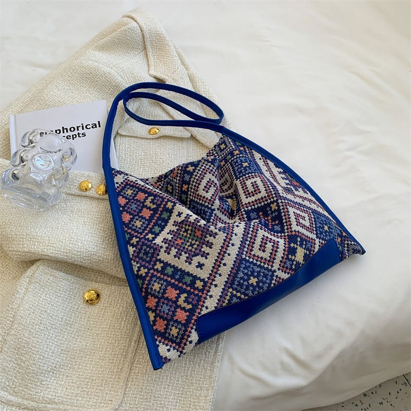 Lady Knitting Gypsy Bohemian Boho Chic Aztec Tote Bag Women Crochet ...