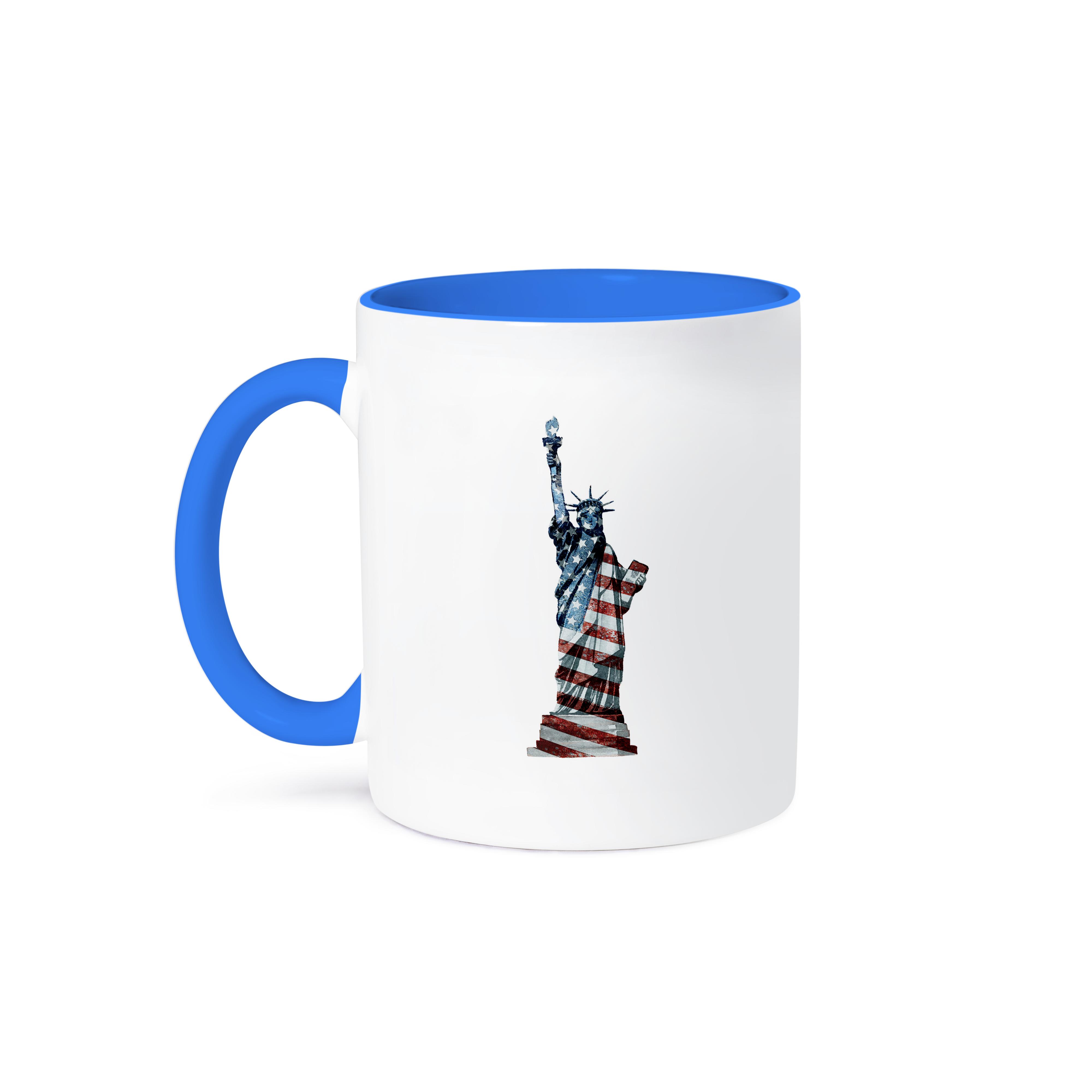 3dRose, Lady Liberty Covered With American Flag , 15oz Two-Tone Blue ...