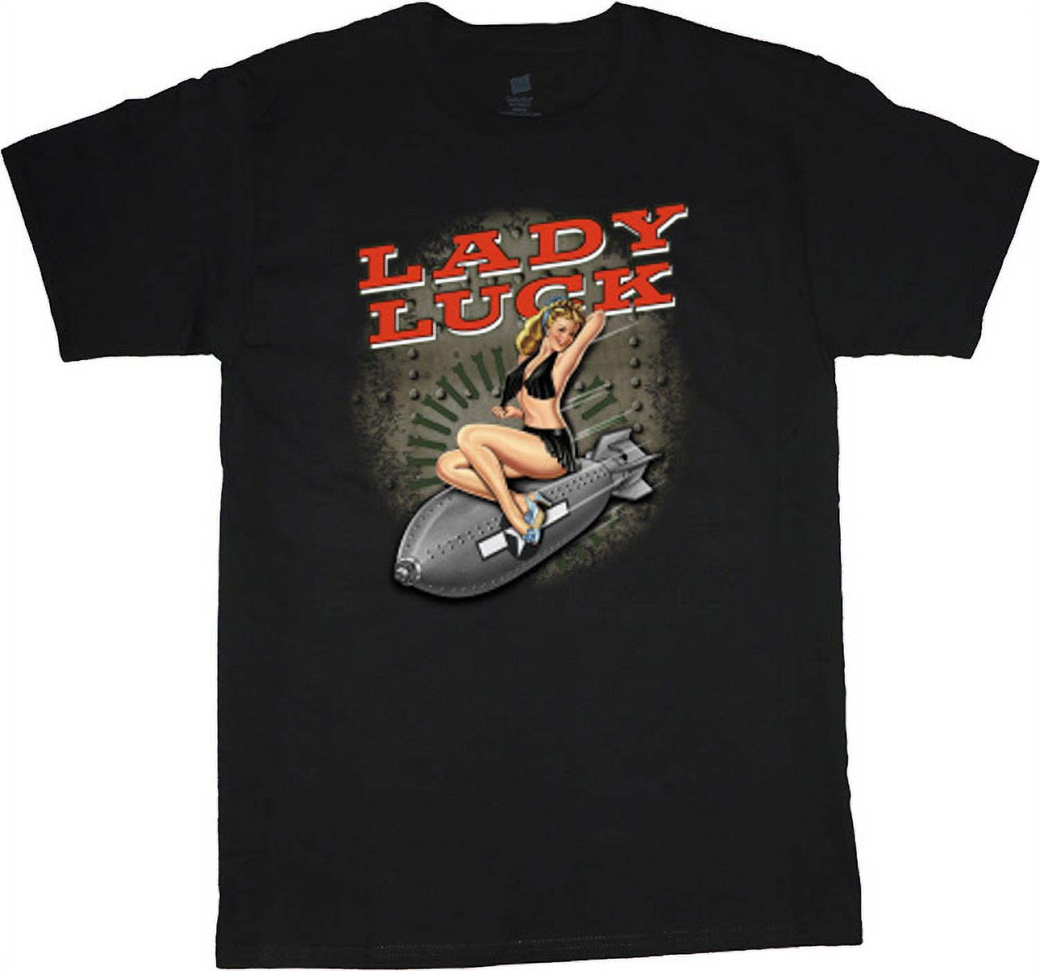 Lady Luck Pin Up Girl T-shirt Men's Tee Black - Walmart.com