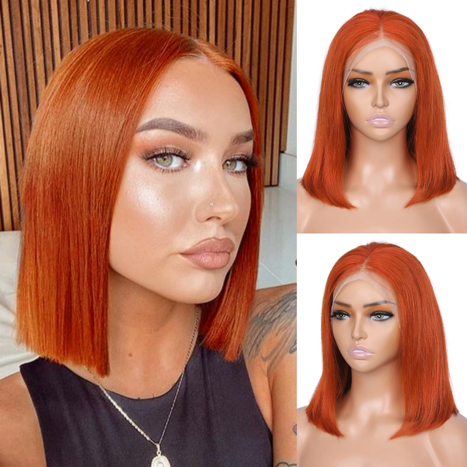 Lady Miranda 12 Inch Bob Wig Human Hair 13×4 Frontal Lace Wig 180% ...