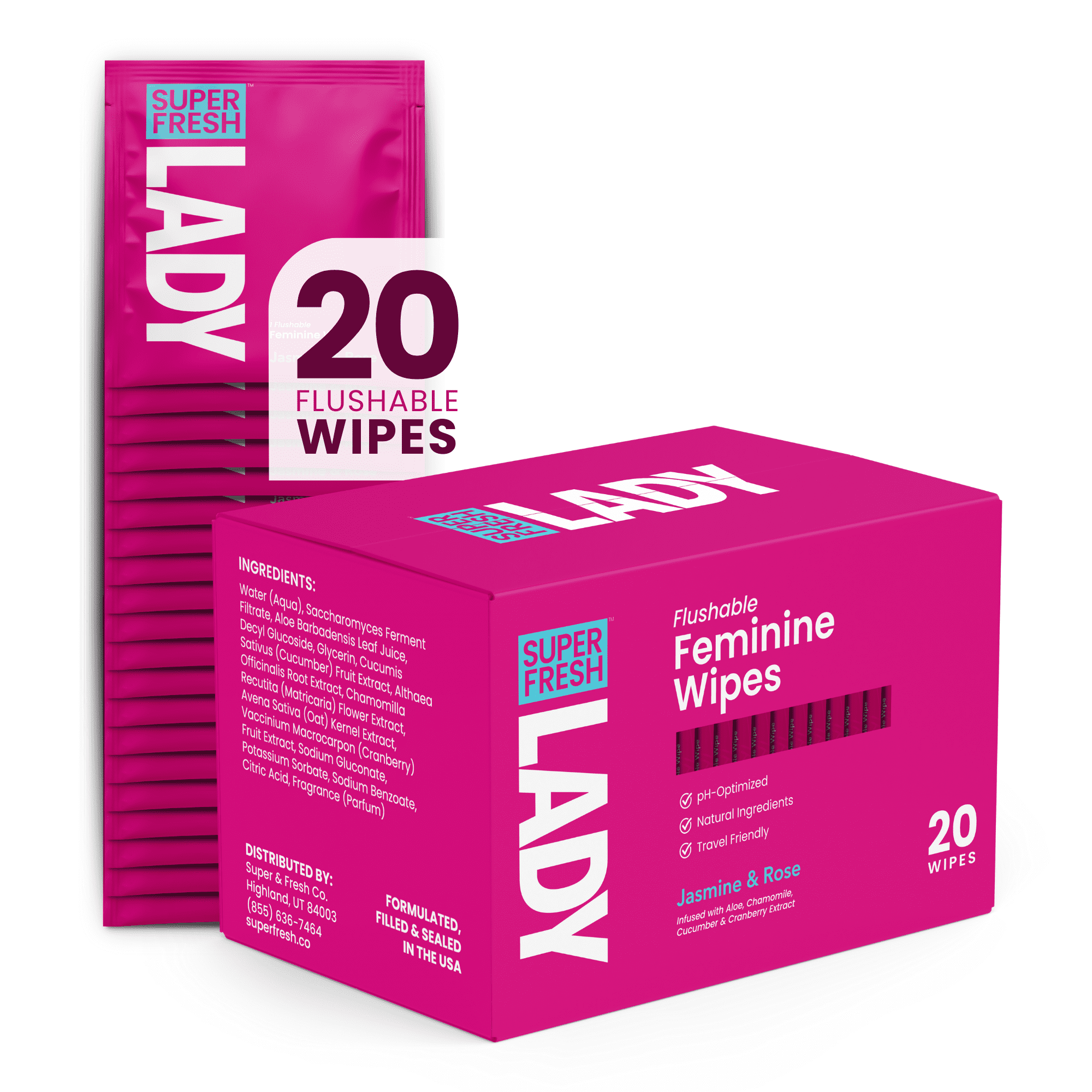 Lady Parts Feminine Wipes - Flushable Wet Wipe for Women - pH Optimized ...