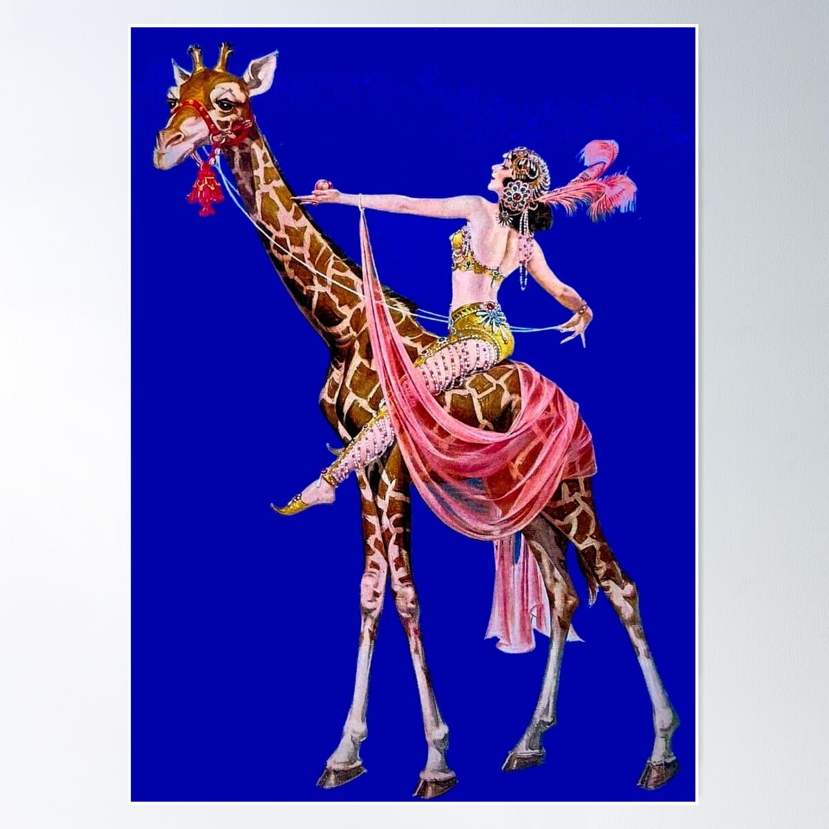 Lady Riding A Giraffe : Vintage Circus Advertising Print Poster Wall ...