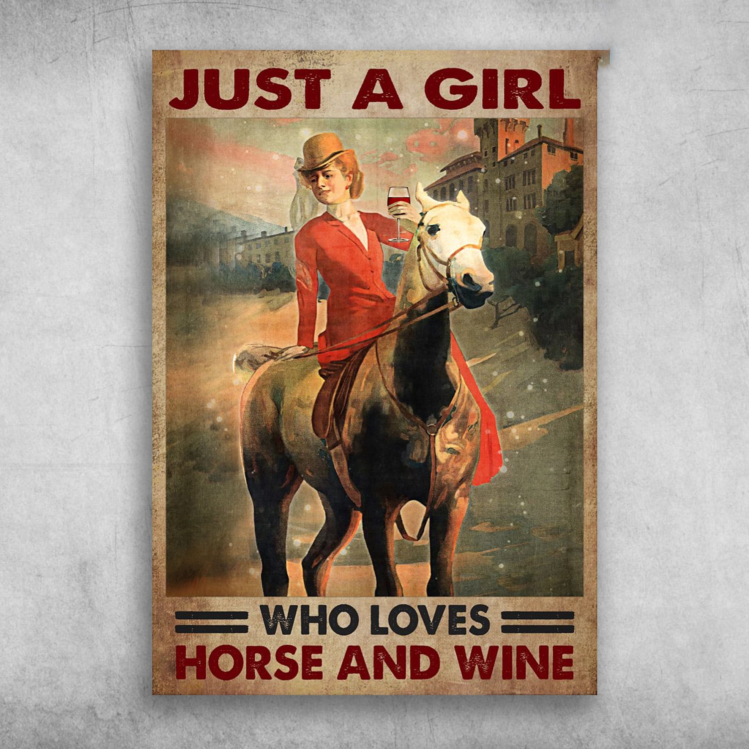 Lady Riding Horse, Drinks Wine - Just A Girl, Who Loves Horse And Wine ...
