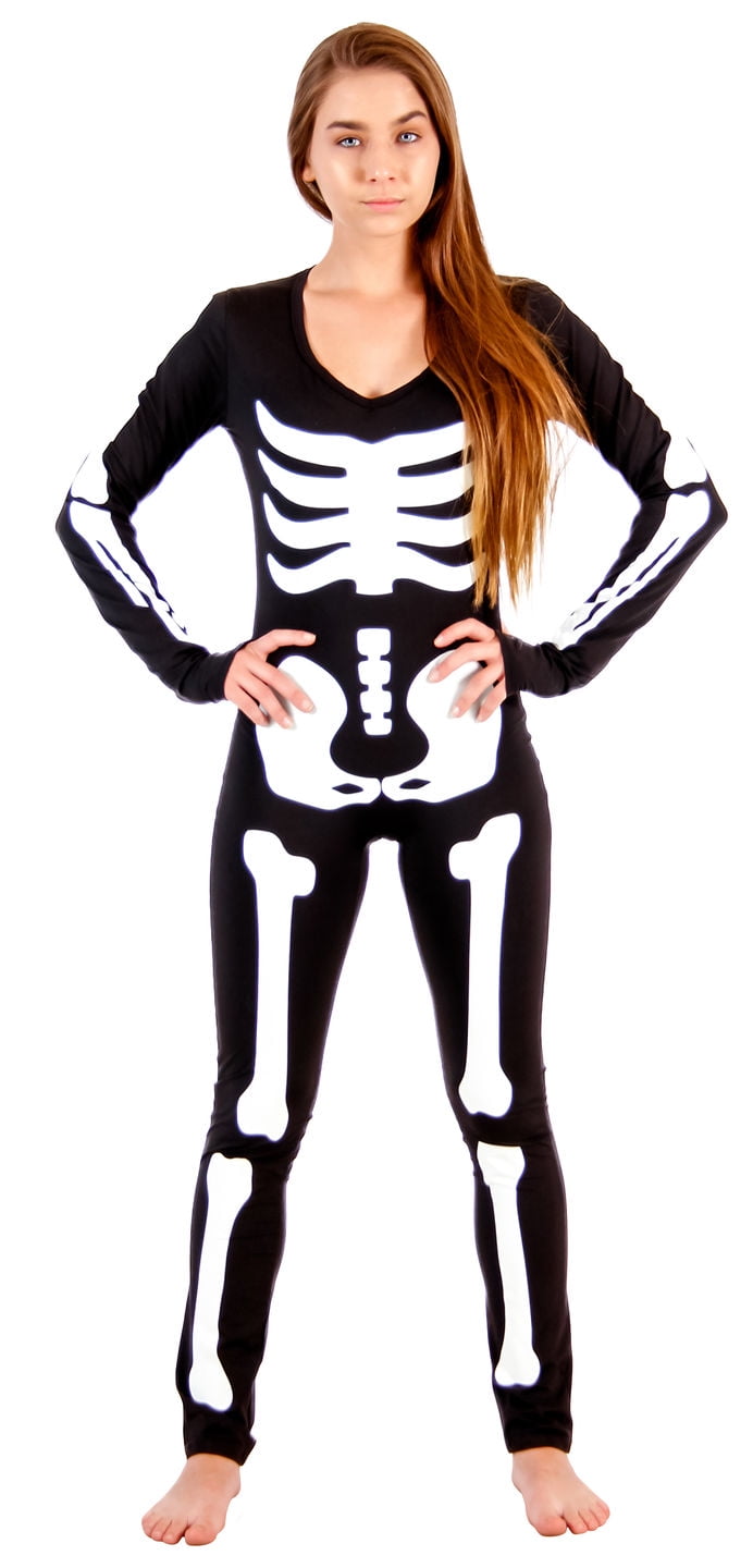 Lady Skeleton Body Suit Spandex Costume - Walmart.com