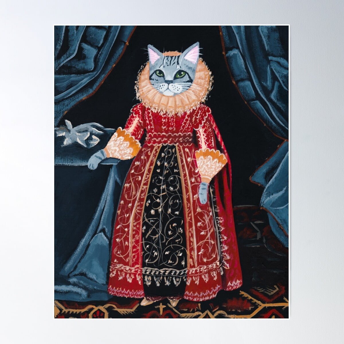 Lady Tabitha Silverly Elizabethan Cat Poster Wall Art, Modern Wall ...
