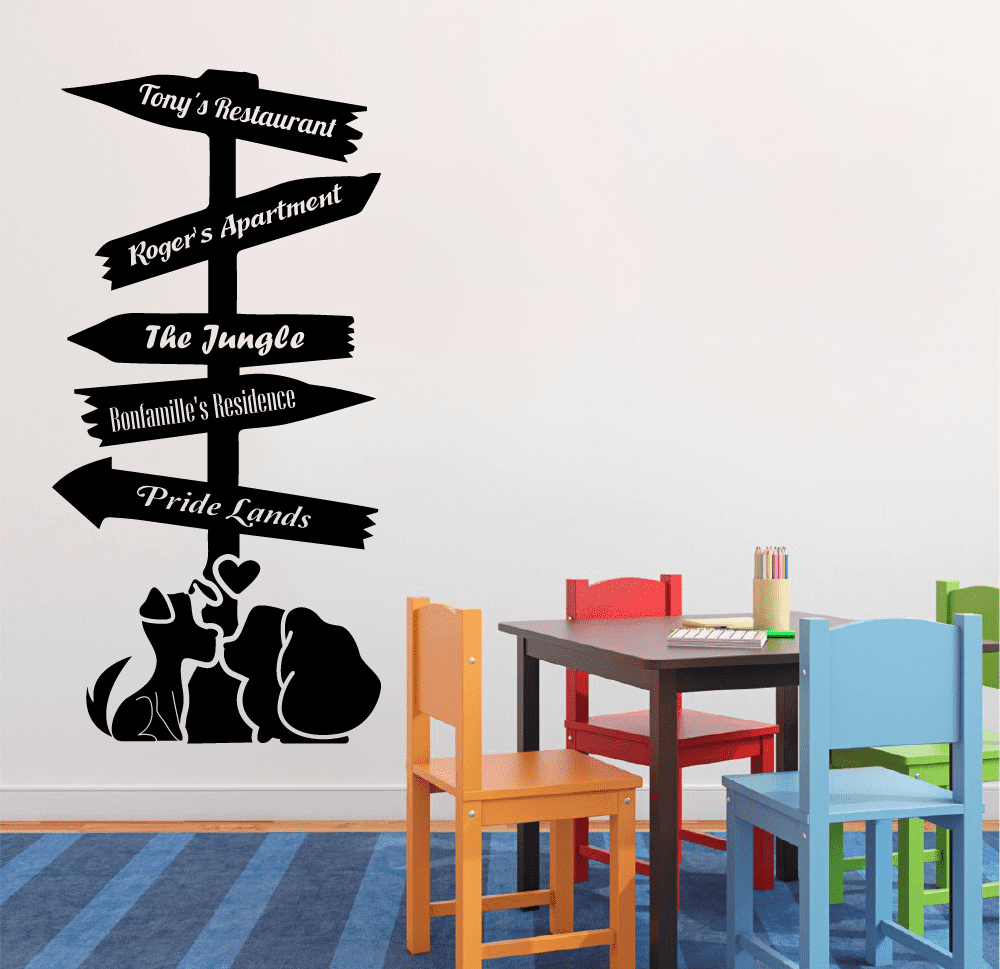 Lady and the Tramp Dog Pathway Signage Fantasy World Wall Sticker Art ...